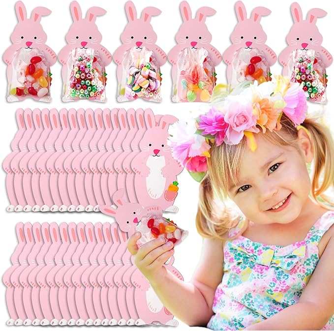 Amazon.com: 30Pcs Easter Bunny Candy Bags Spring Cartoon Rabbit Carrot ...