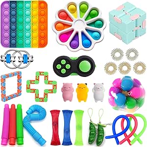 Amazon.com: EfthymosXD Cheap 25Pcs Sensory Fidget Toy Set,Toys Pack Sensory Relieves Stress ...