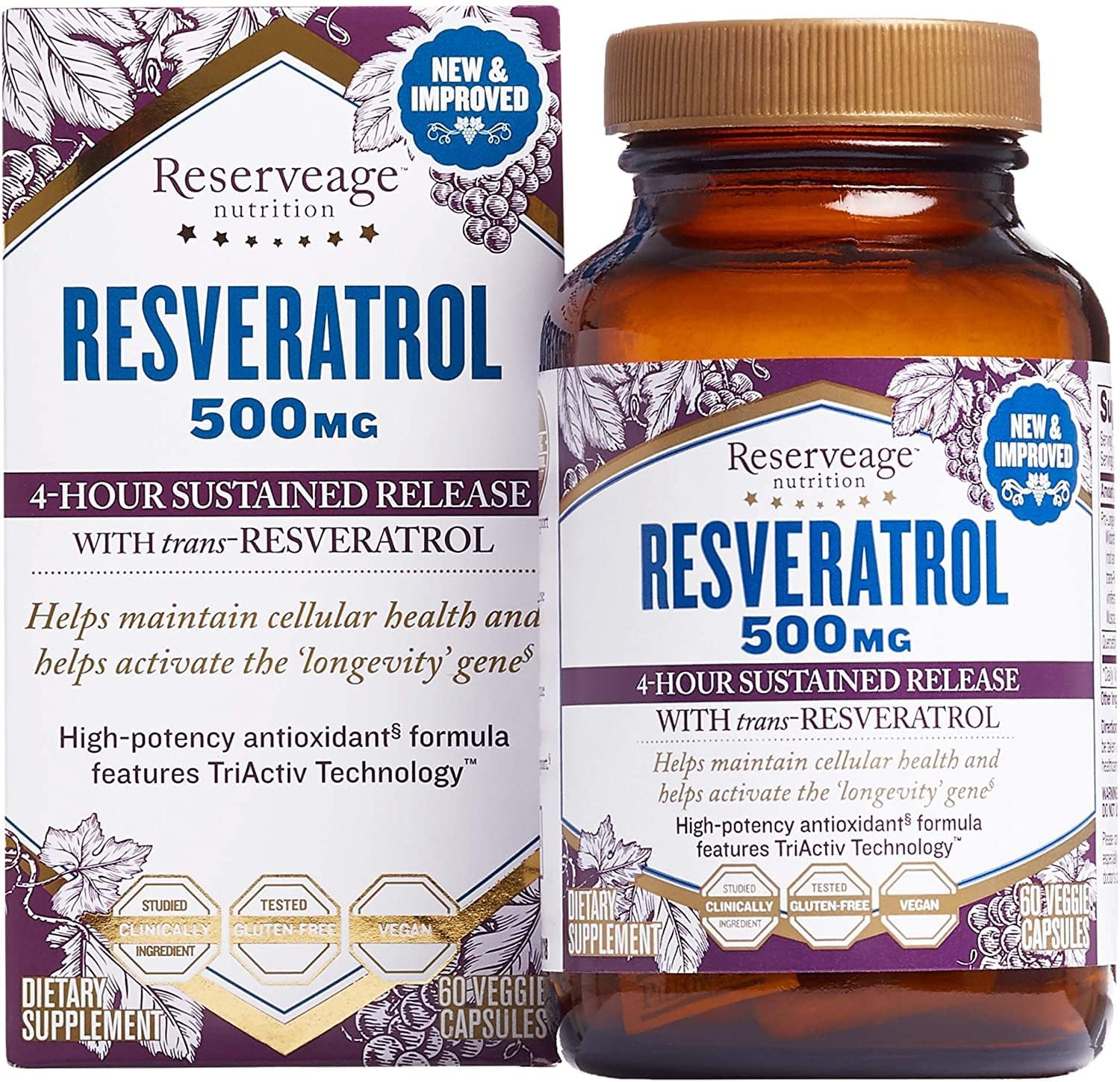 Amazon.com: Reserveage Beauty, Resveratrol 500 mg, Antioxidant ...