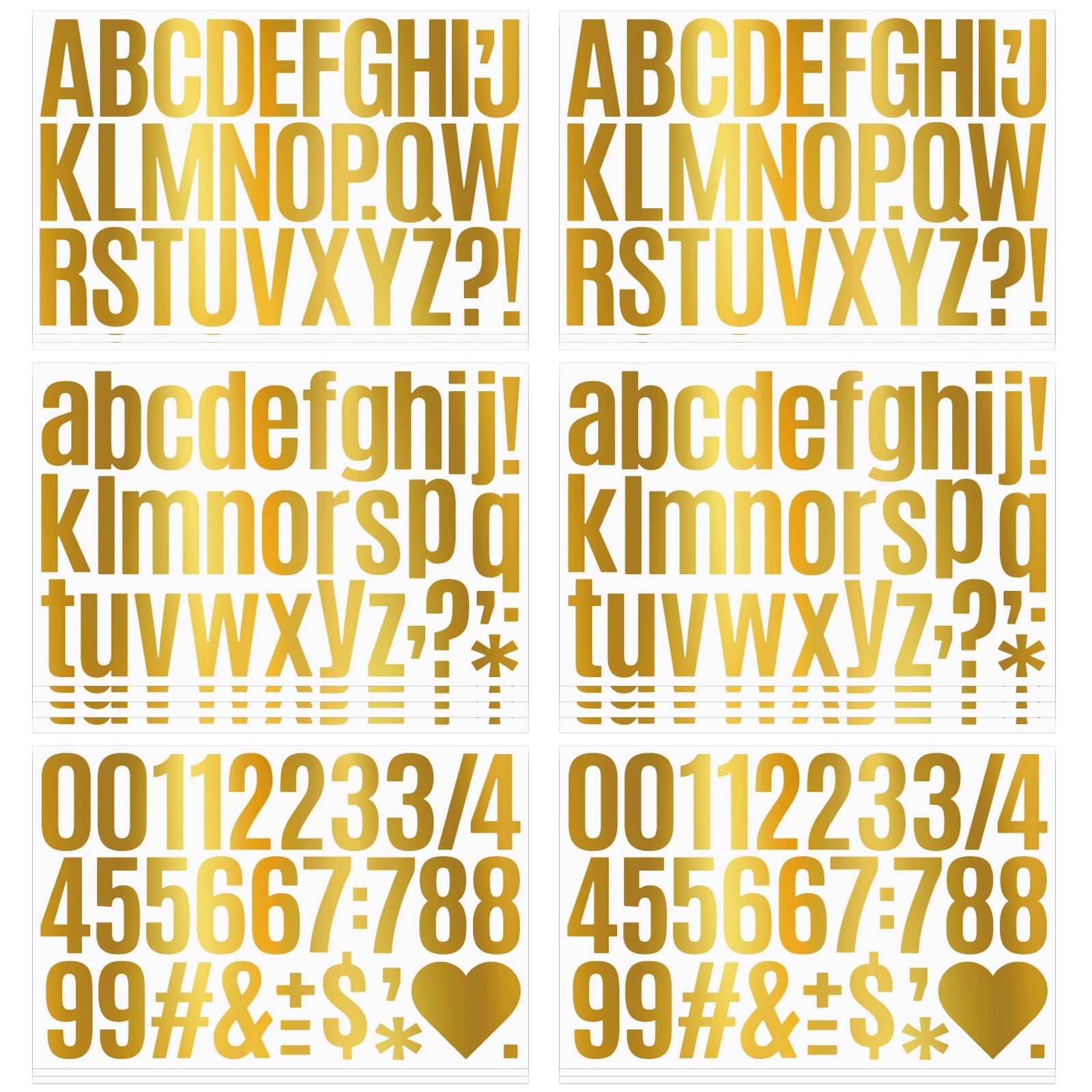 Amazon.com: 634 Pieces Gold Letter Stickers 20 Sheets Large Letter ...