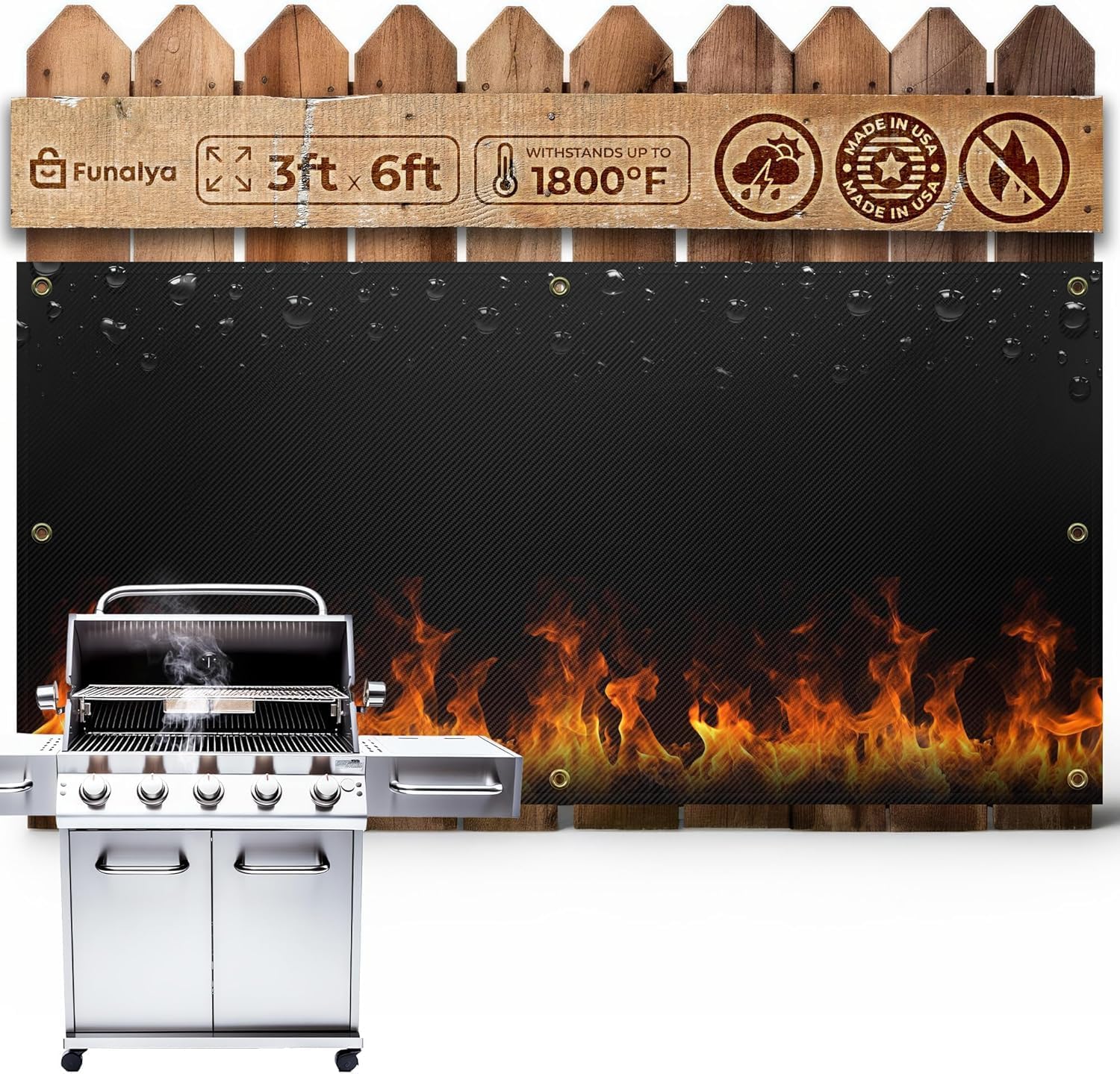 Amazon.com : Funalya 3'x 5' Ft Grill Heat Shield Heavy Duty Fireproof ...