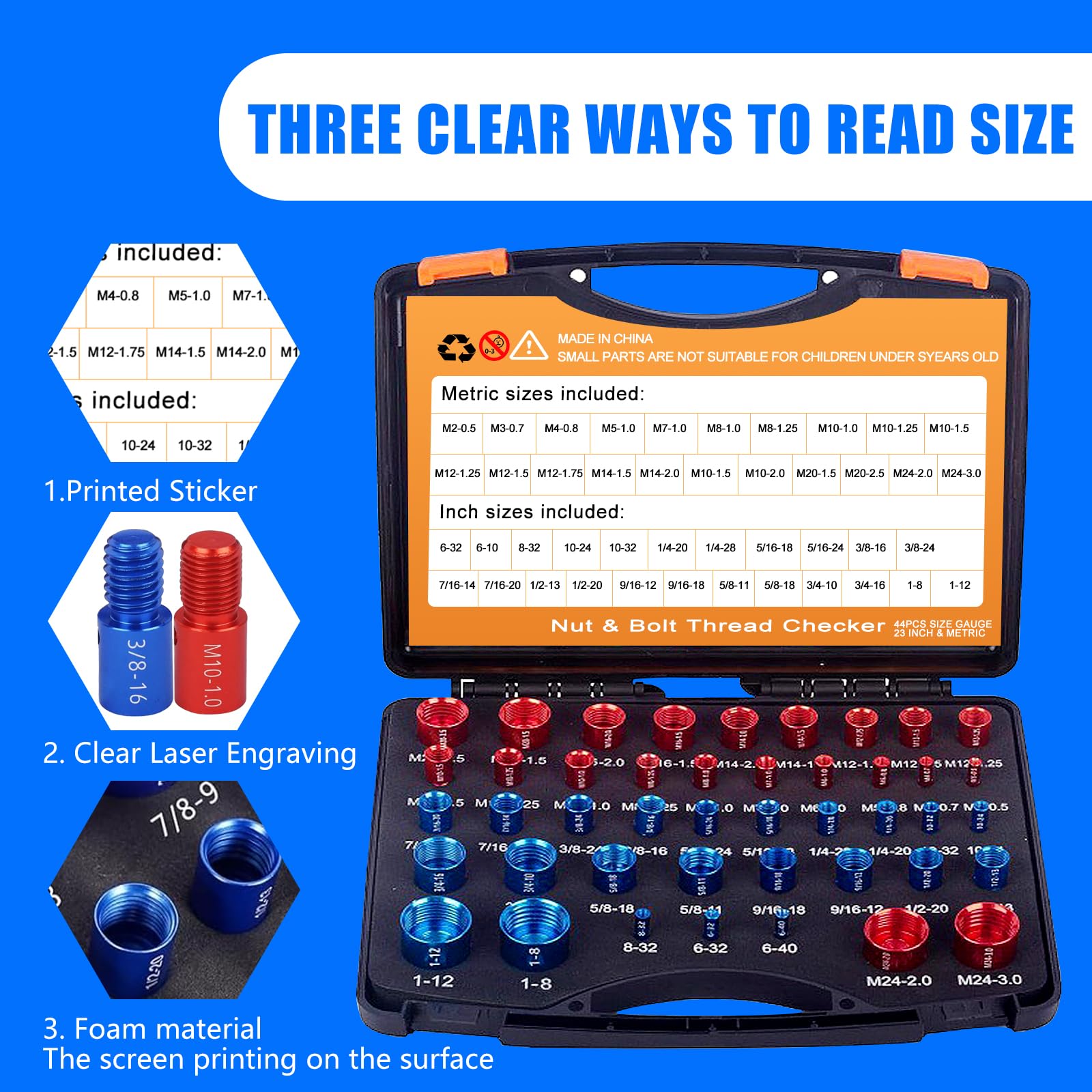 Snapklik.com : 44pcs Nut And Bolt Thread Checker, Thread Checker ...