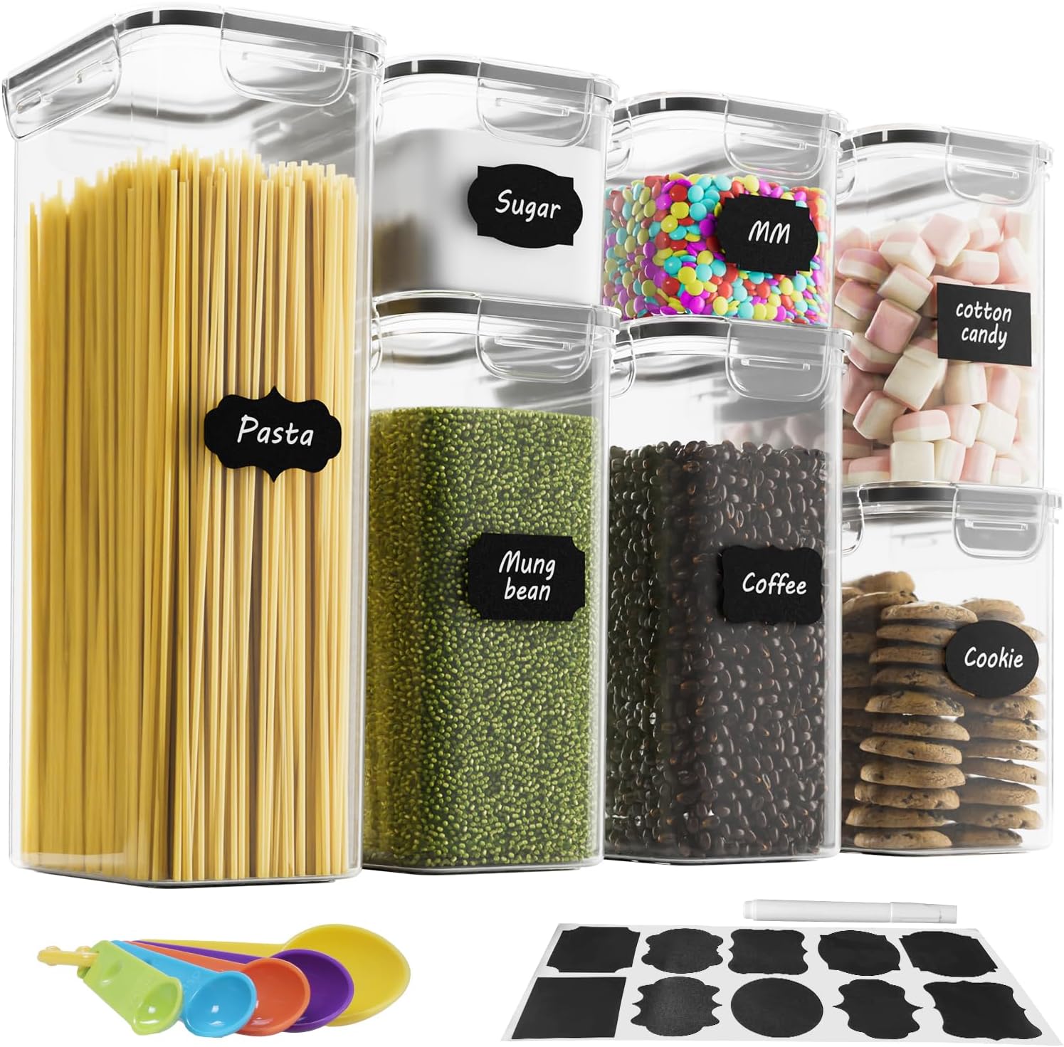 Contenitori Ermetici per Alimenti 7 Pezzi Plastica con Coperchio, Senza ...