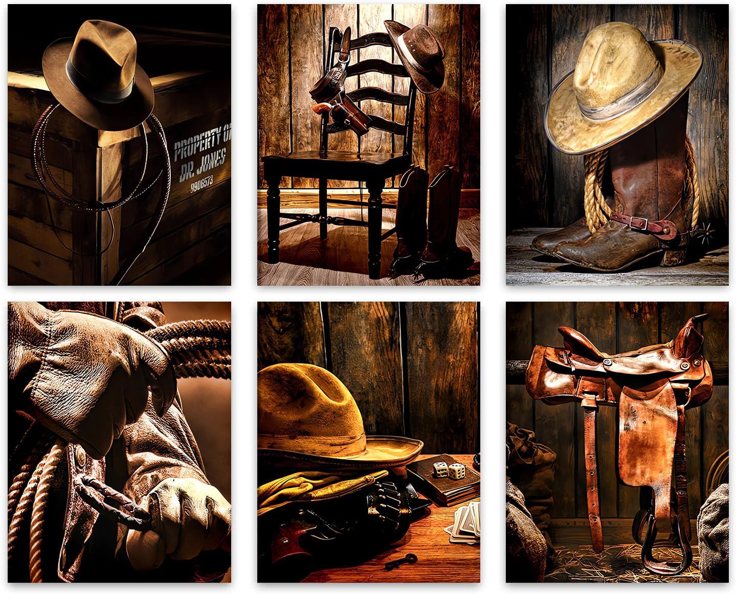 Amazon.com: TOCDGOO Vintage Western Cowboy Wall Art - Cowboy Hat Boots ...