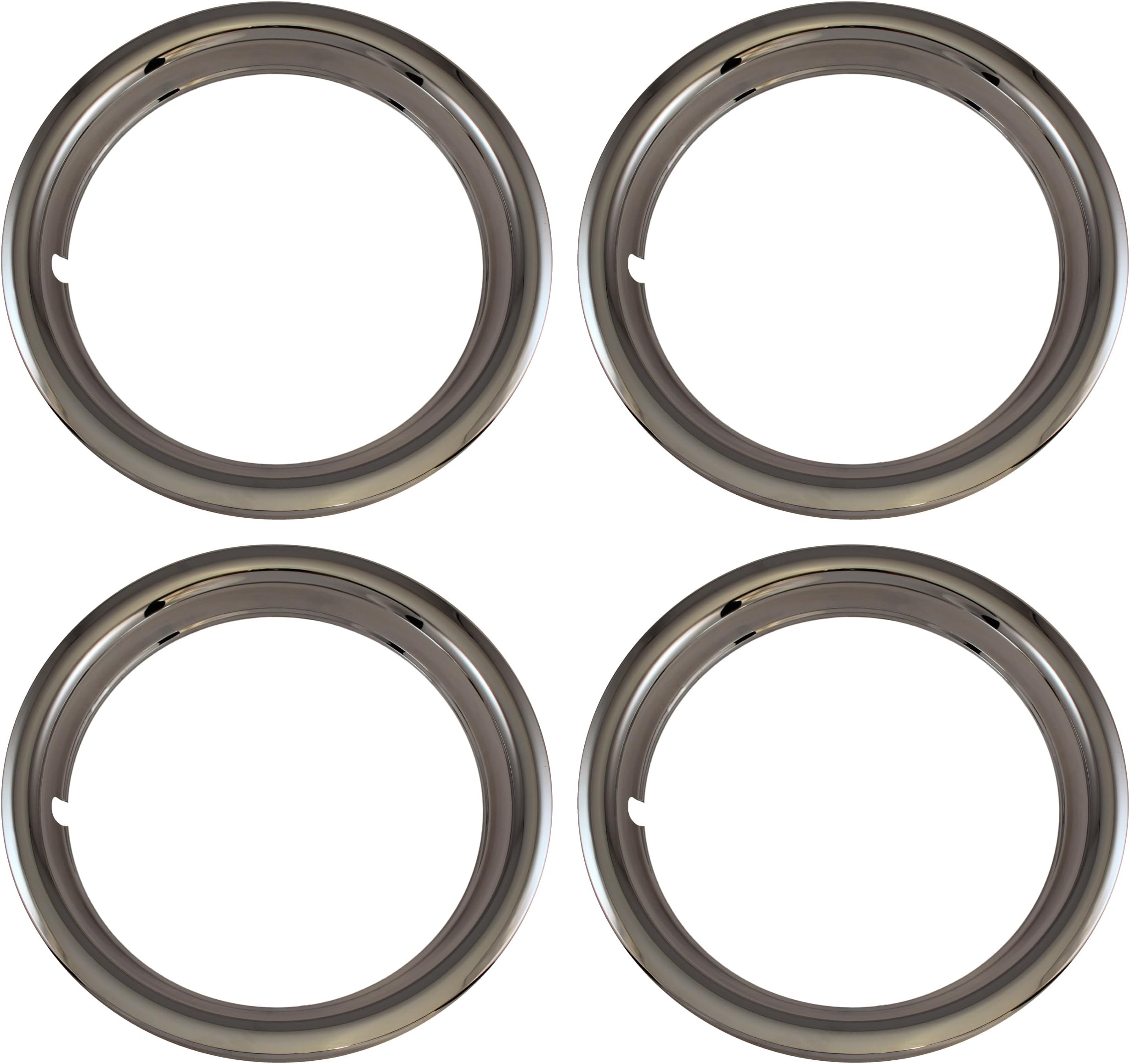 Amazon.com: 4-Pack of 14' Chrome Steel 1 1/2' Deep Wheel Rings : Automotive