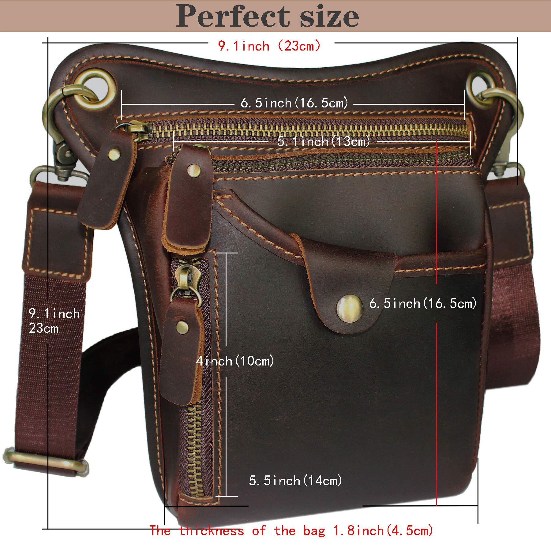 DK86 Genuine Leather hip bag Thigh Drop Leg Bag Waist fanny Pack for ...