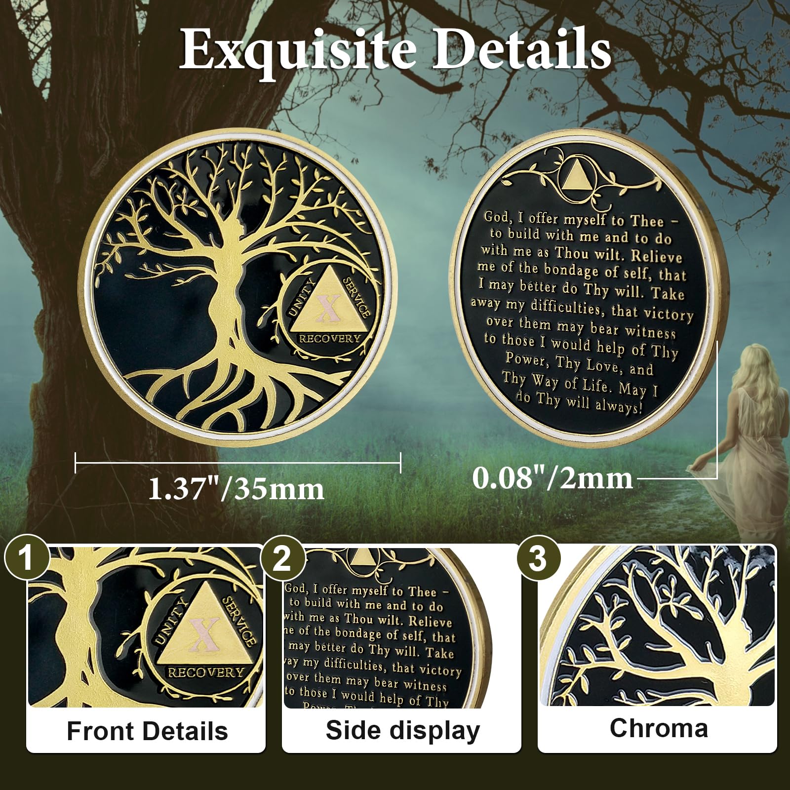 Snapklik.com : 10 Year Sobriety Coin - Gold Tree Of Life AA Coins ...