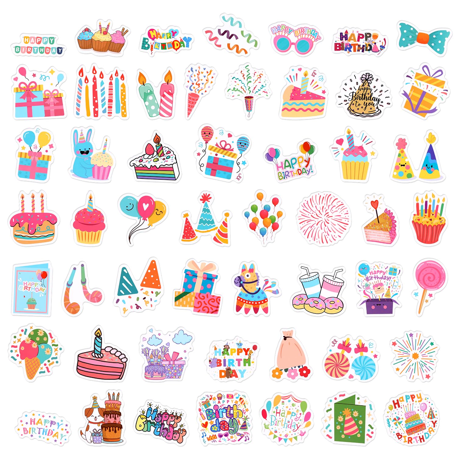 Amazon.com: 104pcs Happy Birthday Stickers, Colorful Self Adhesive ...