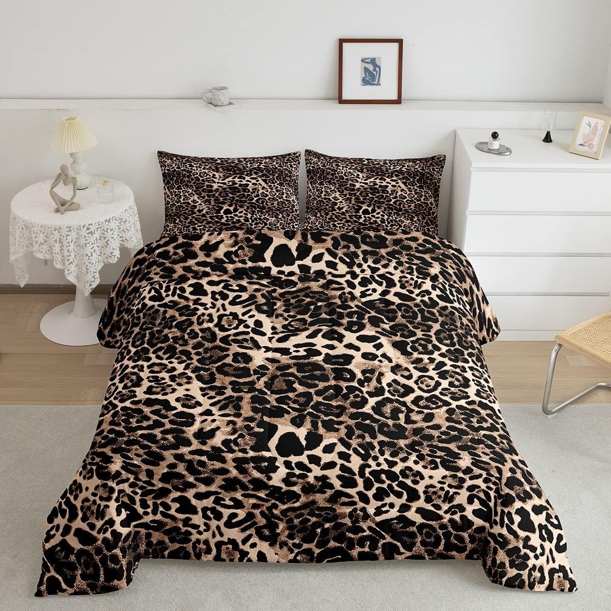 Amazon.com: Masterplay King Size Bedding Black Brown Leopard Zebra Bed ...