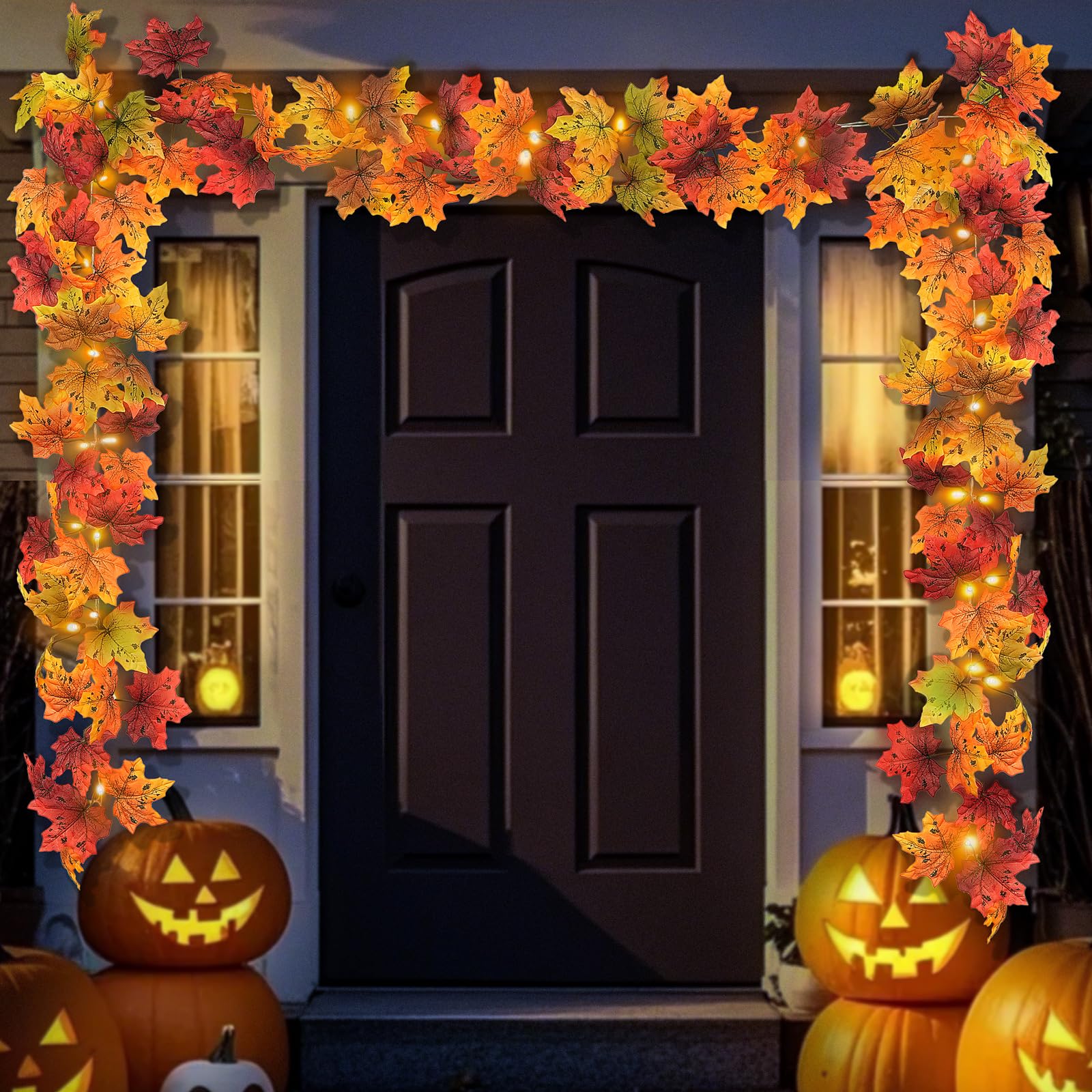 Amazon.com: FOREST PRINCE 2 Pack Fall Leaves Garland with Lights Fall ...