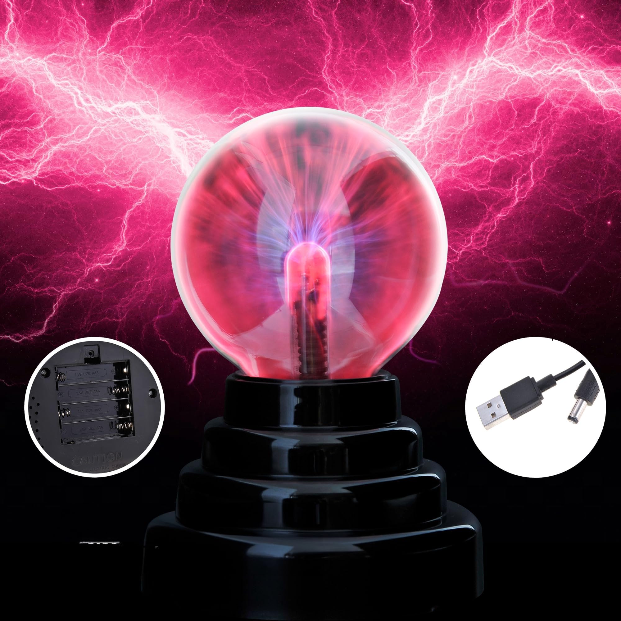 Amazon.com: PowerTRC 3" Plasma Ball Lightning Sphere Party USB Operated ...