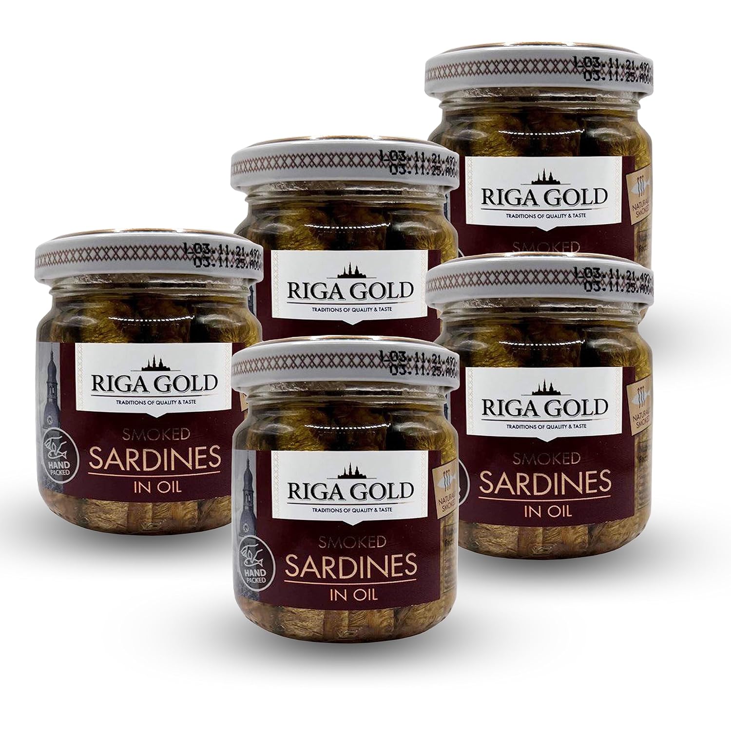 Amazon.com: Riga Gold Smoked Sardines in Oil, 100g Jar Kosher Certified ...