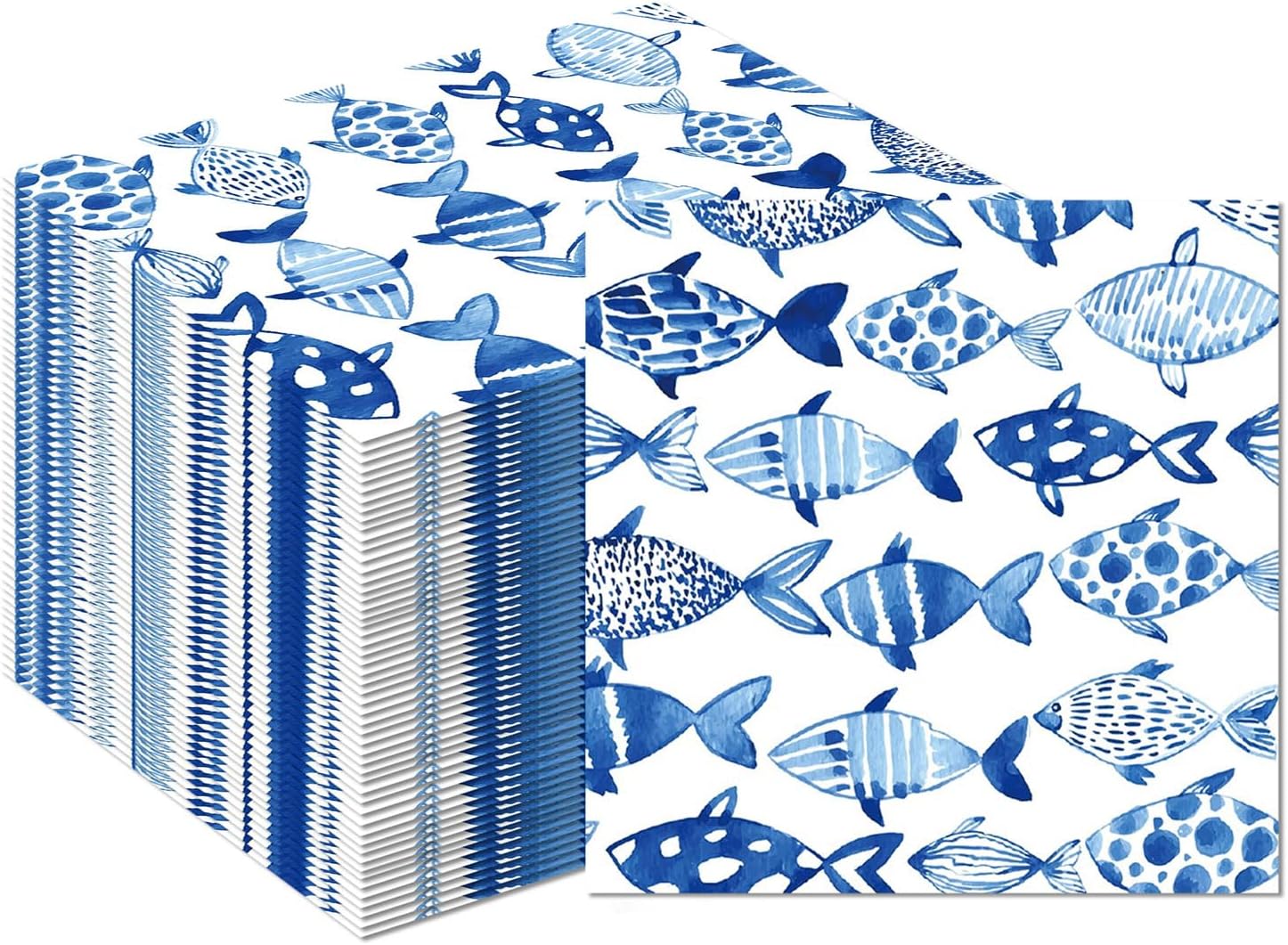 MORAINJAY 40 PCS Blue Fish Party Napkins, Fish Paper Napkins for ...