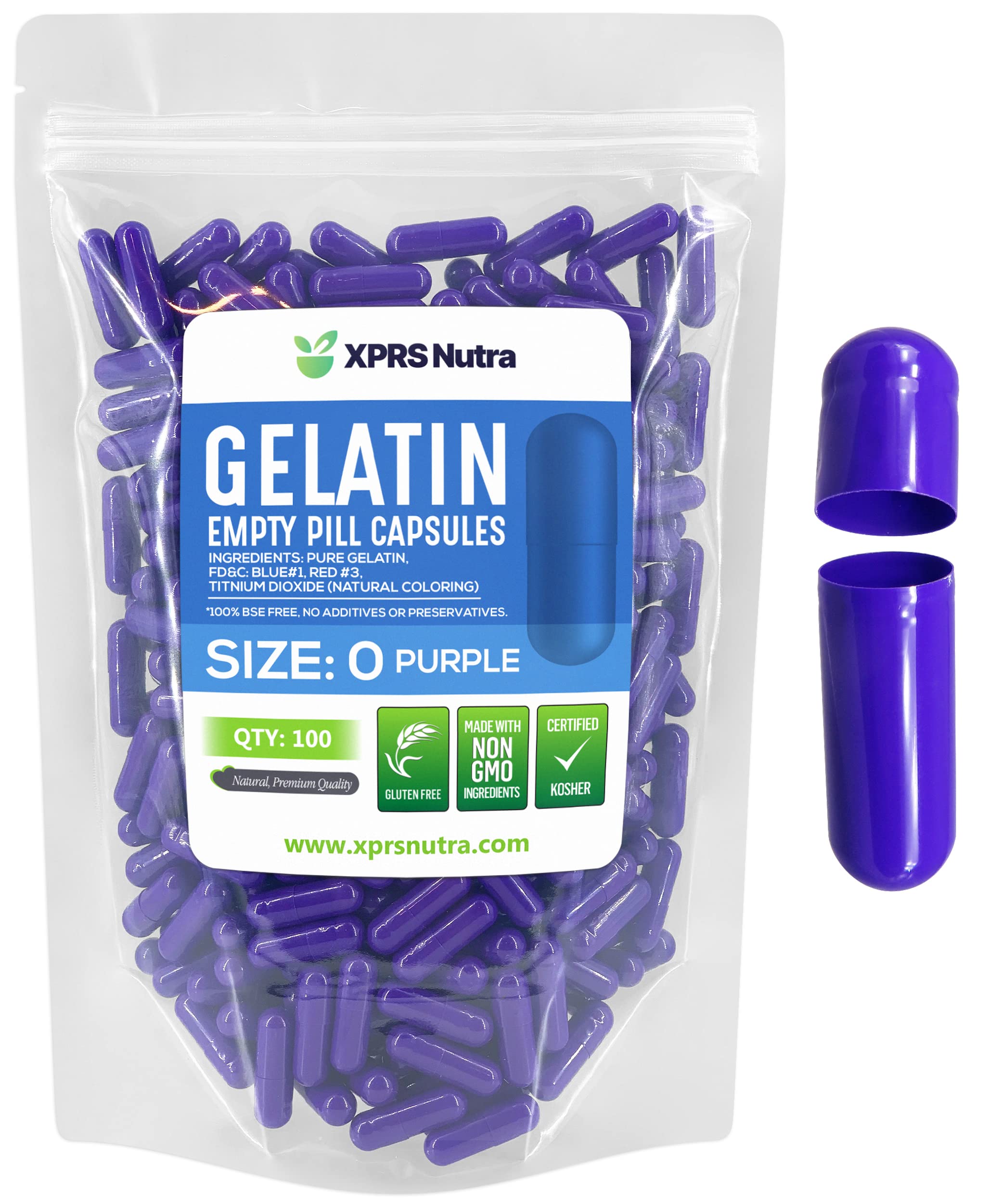 Amazon.com : XPRS Nutra Size 0 Empty Capsules - 100 Count Empty Gelatin ...