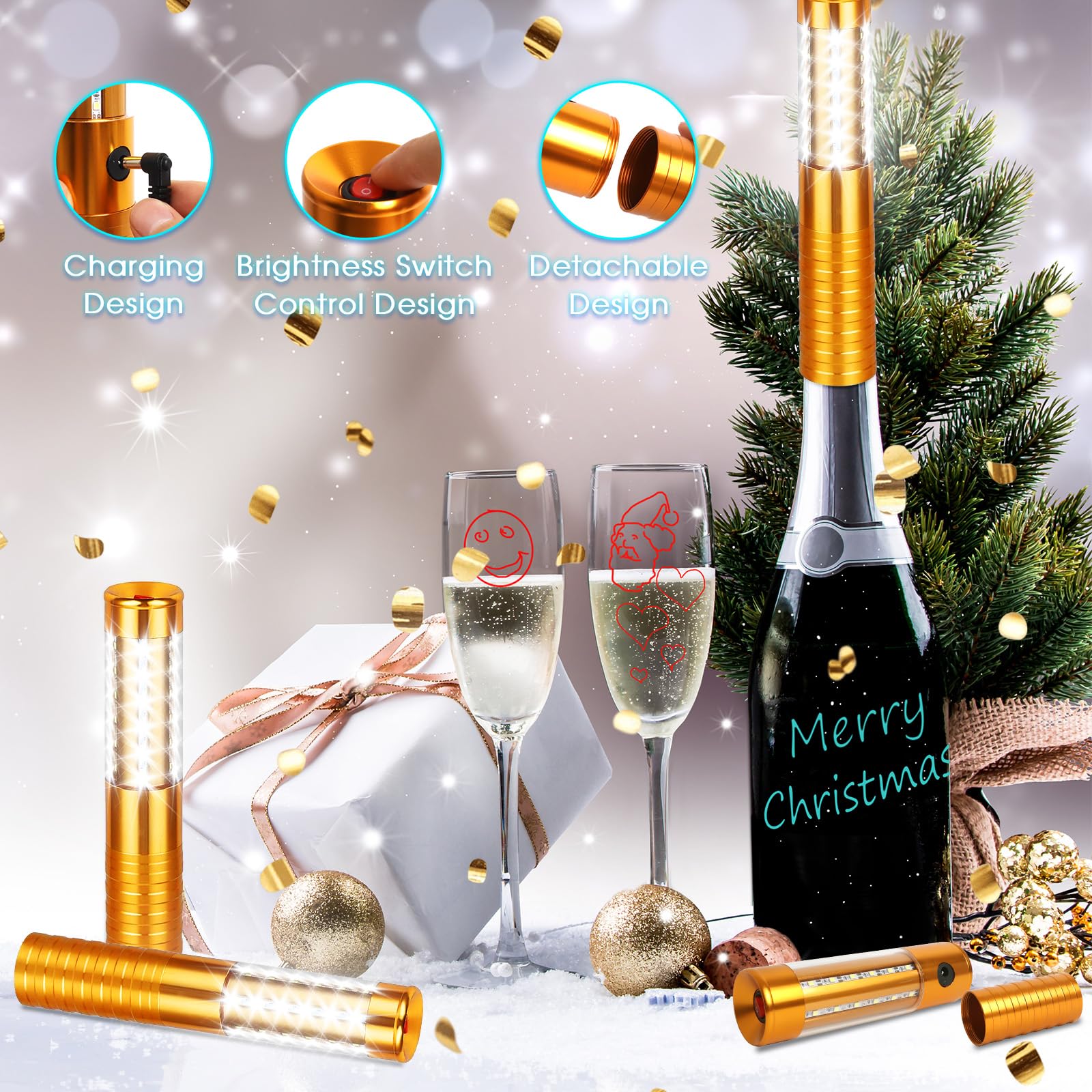 6 PCS LED Strobe Baton Light Led Bottle Service Lights Bottle Service ...