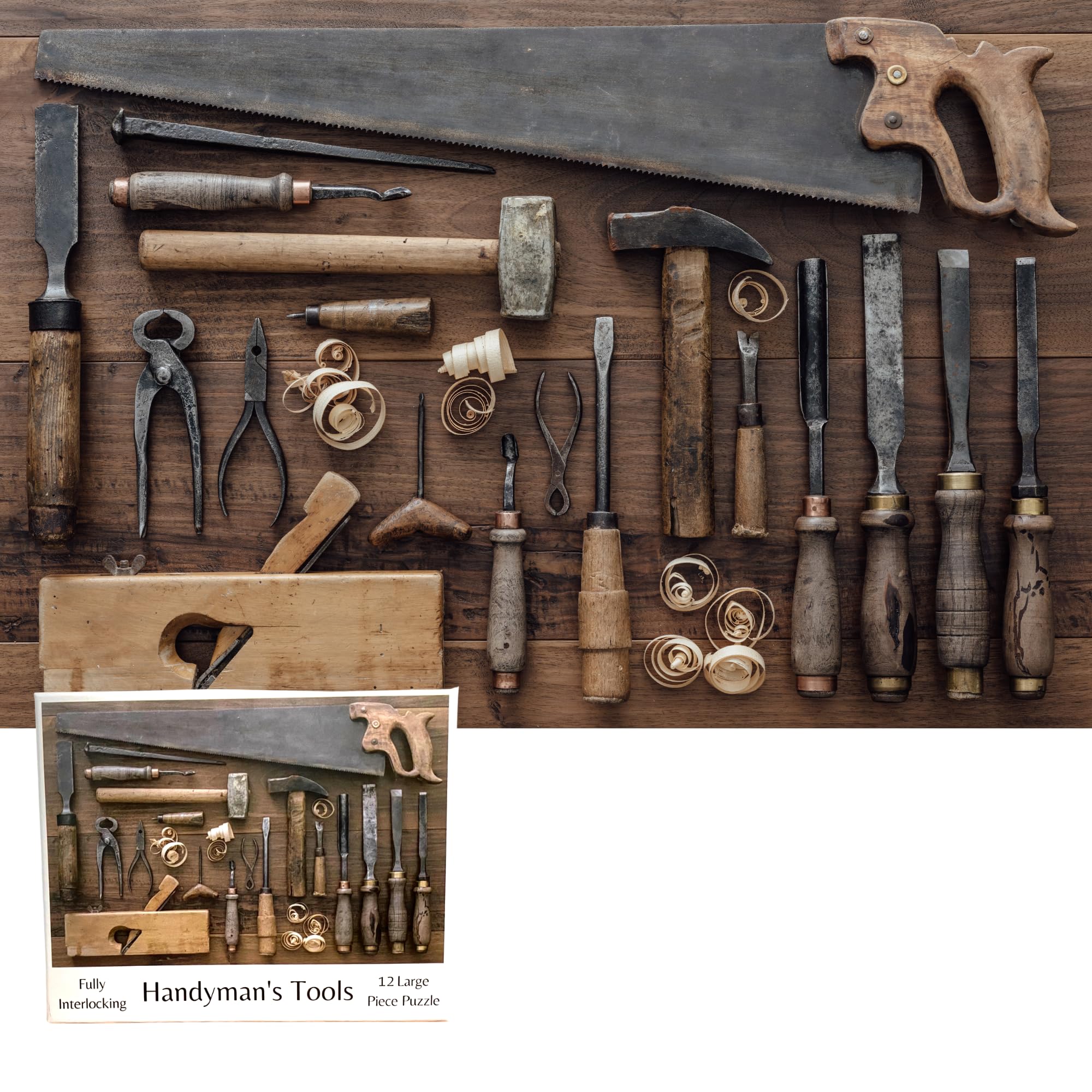 Amazon.com: Handyman's Tools 12 Piece Puzzle | Puzzles for Men ...