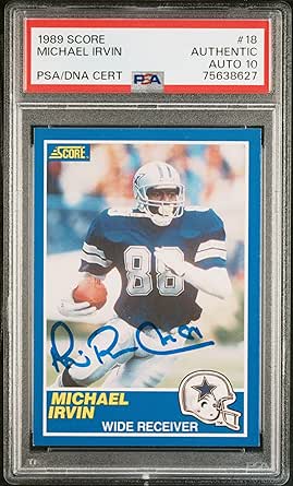 Amazon.com: Michael Irvin 1989 Score Signed Football Rookie Card #18 ...