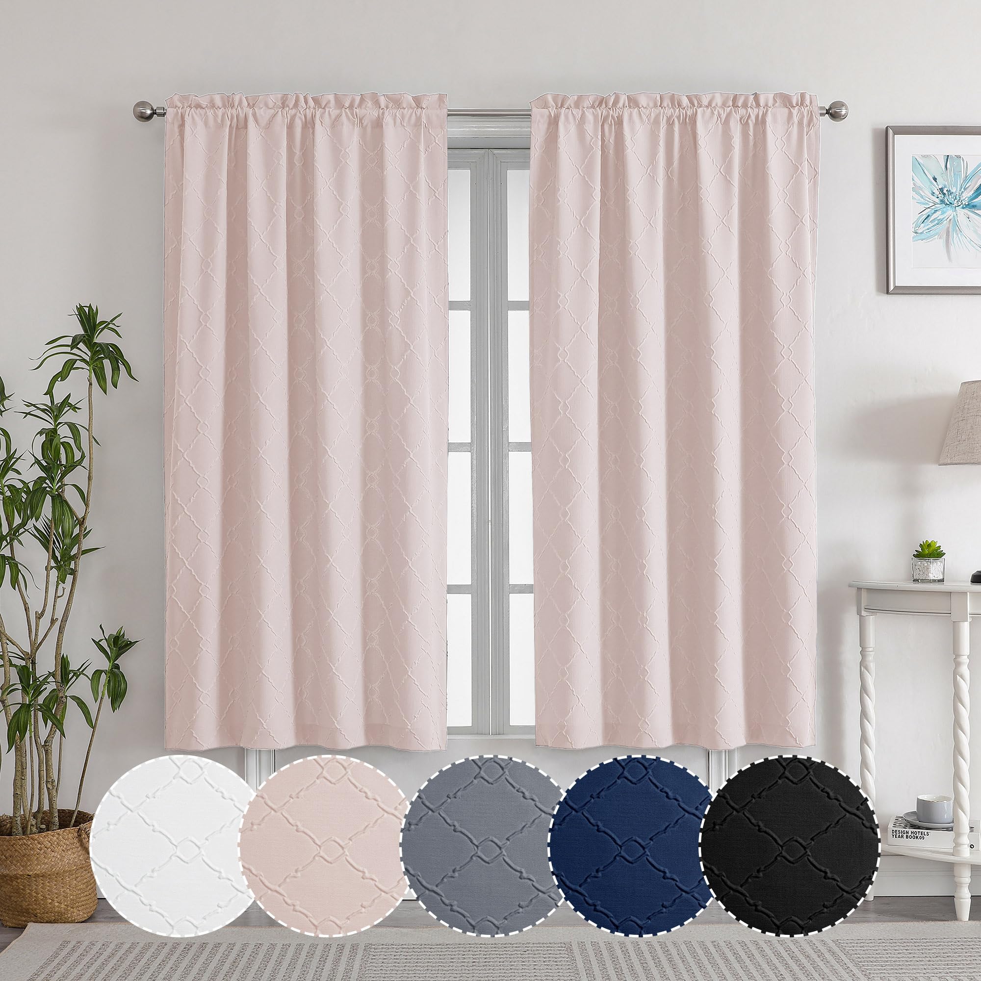 OWENIE Short Curtains for Small Window 54 Inch Length 2 Panels Set, 3D ...