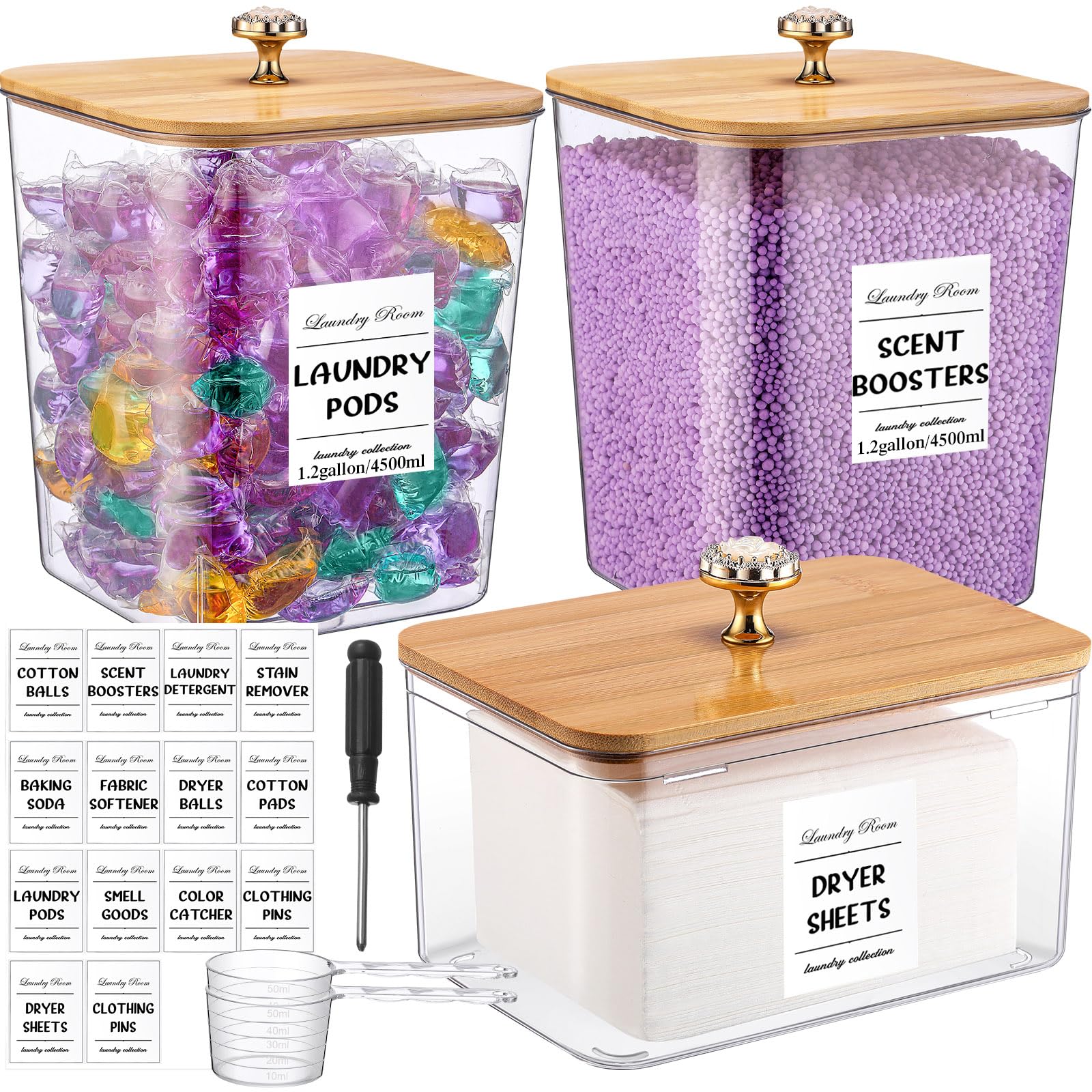 2 Pack Laundry Room Organization 4500ml Extra Large Storage Jars ...