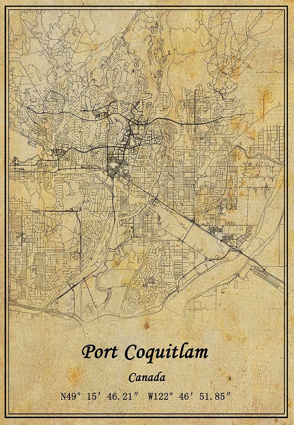 Amazon.com - Kaisrlse Canada Port Coquitlam Map Wall Art Poster Canvas ...