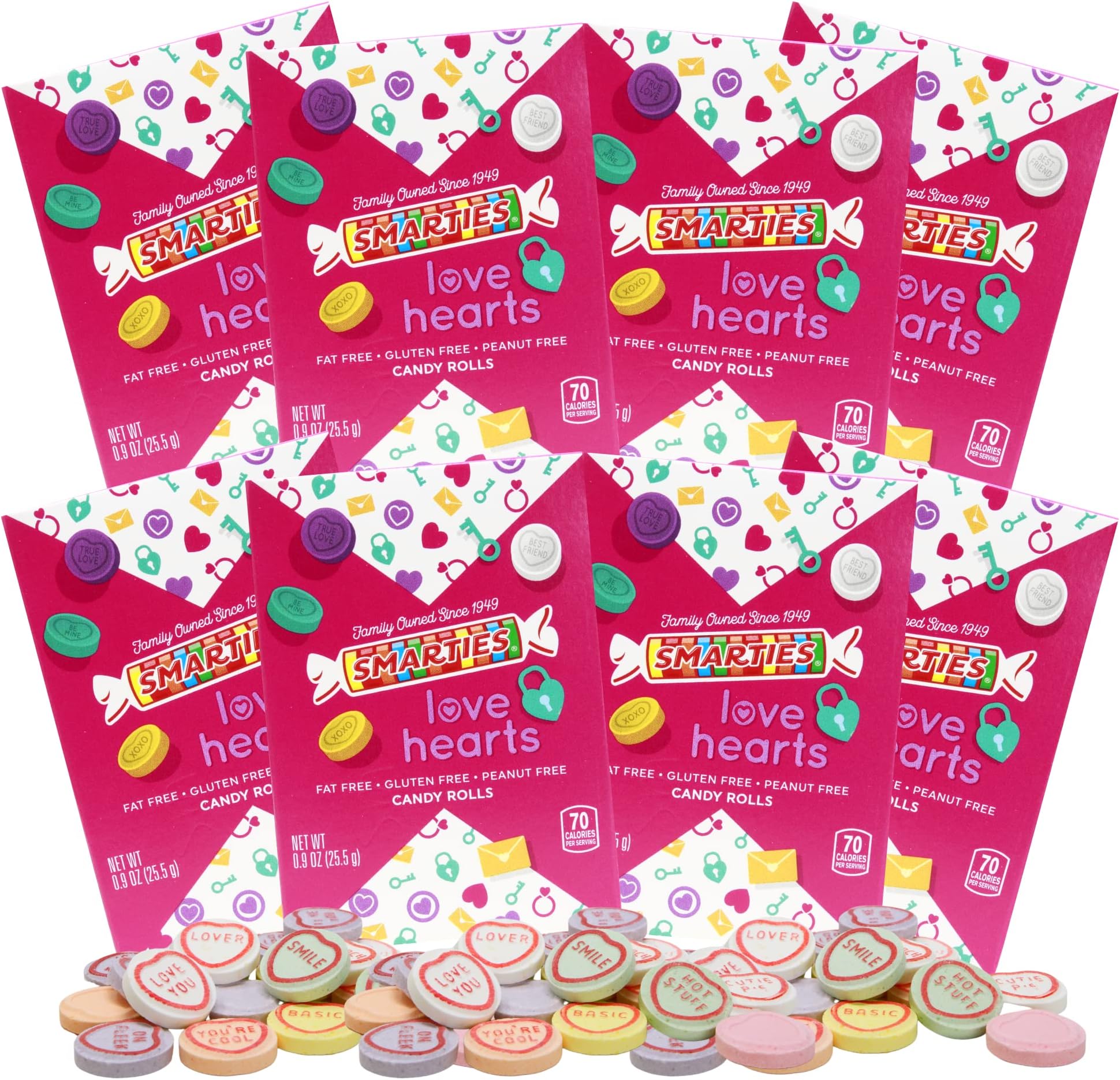 Amazon.com : Valentine’s Day Smarties Conversation Hearts Candy (8 Pack ...