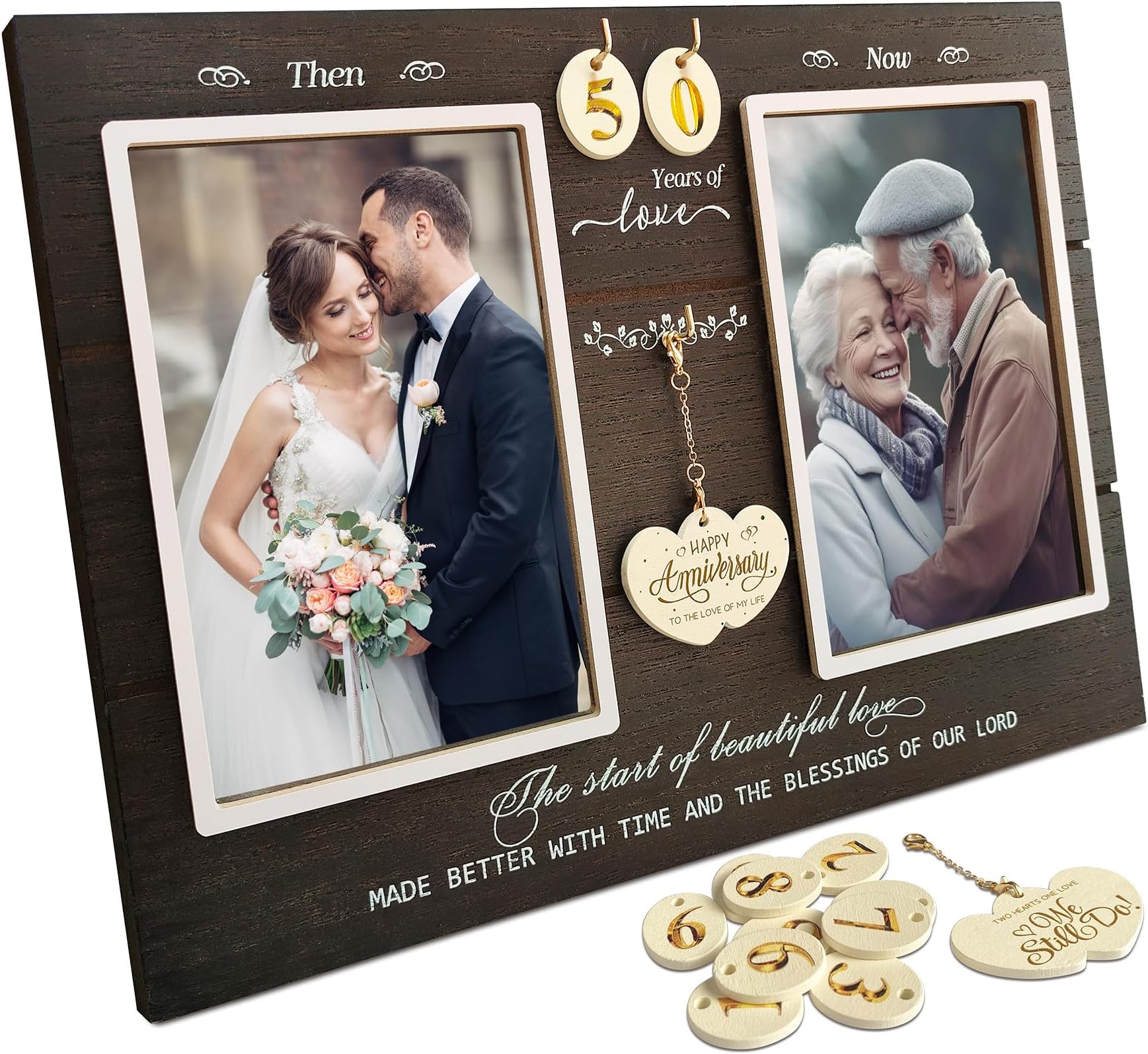 Amazon.com - VoziSpace Then & Now Anniversary Picture Frame 1~99 ...