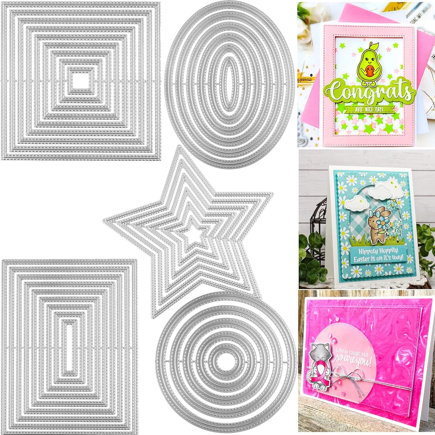 Amazon.com: 5 Sets Basic Nesting Dies for Card Making,5 Different ...