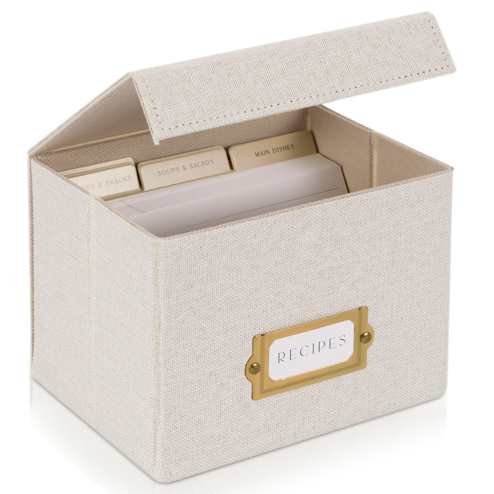 Amazon.com: ZICOTO Beautiful Linen Recipe Box - Fits 4x6 inch Recipe ...