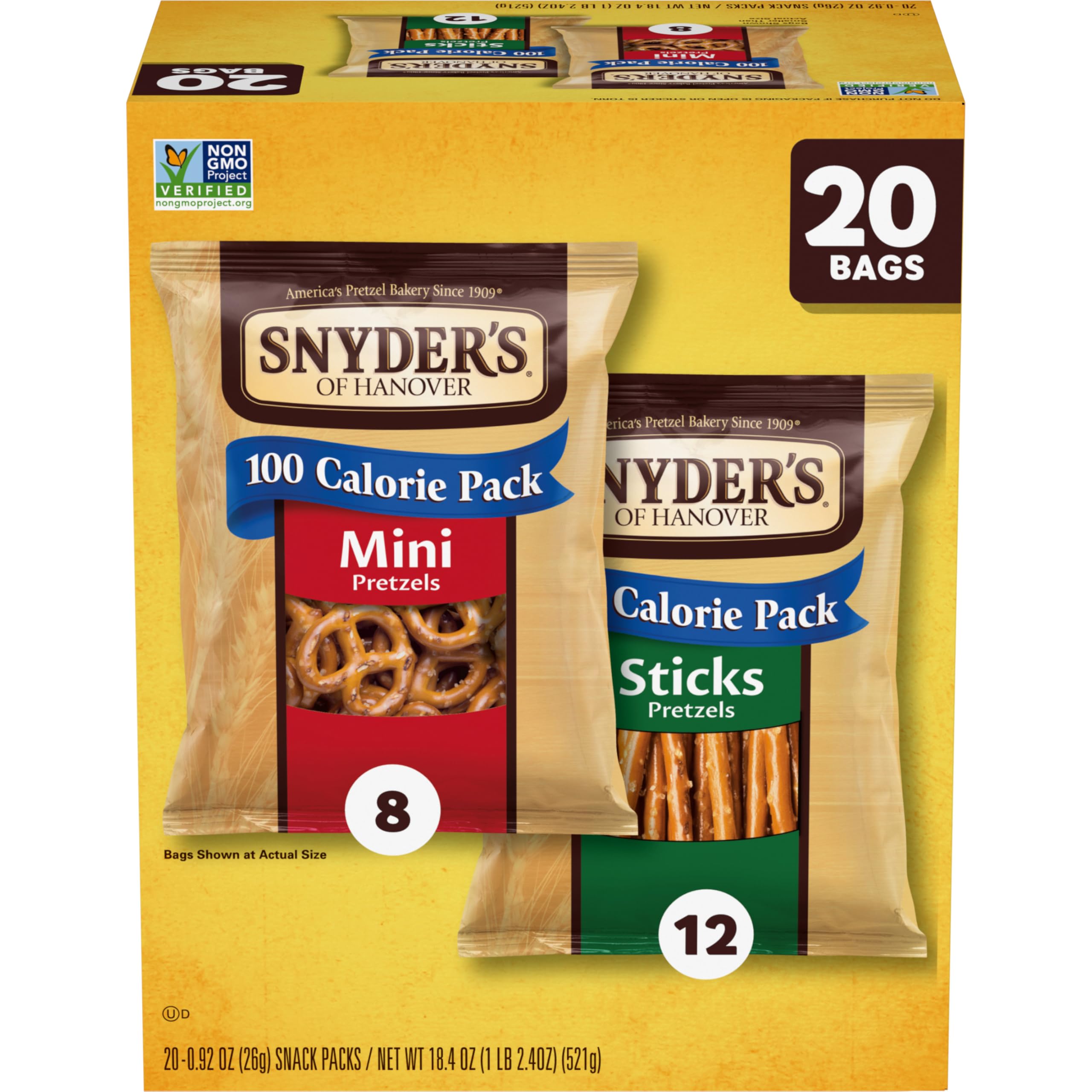 Amazon.com : Snyder's of Hanover Pretzels, Minis and Sticks 100 Calorie ...
