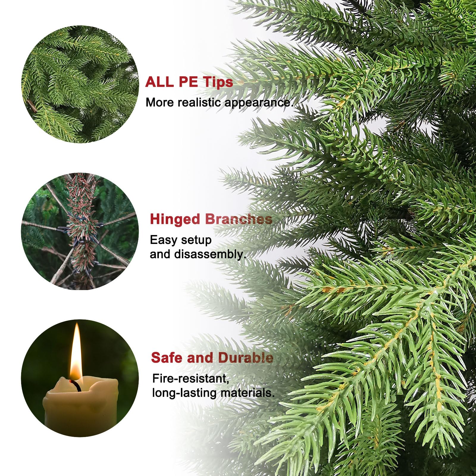 Treepool 6ft Christmas Tree with 3860 PE Branch Tips, Feel Real, Unlit ...