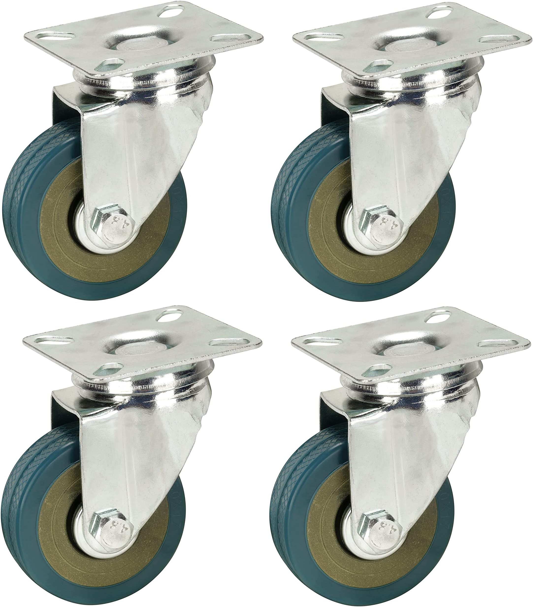 50mm Non Marking Grey Hard Rubber Castors - Fixed Plate Fitting - Heavy ...