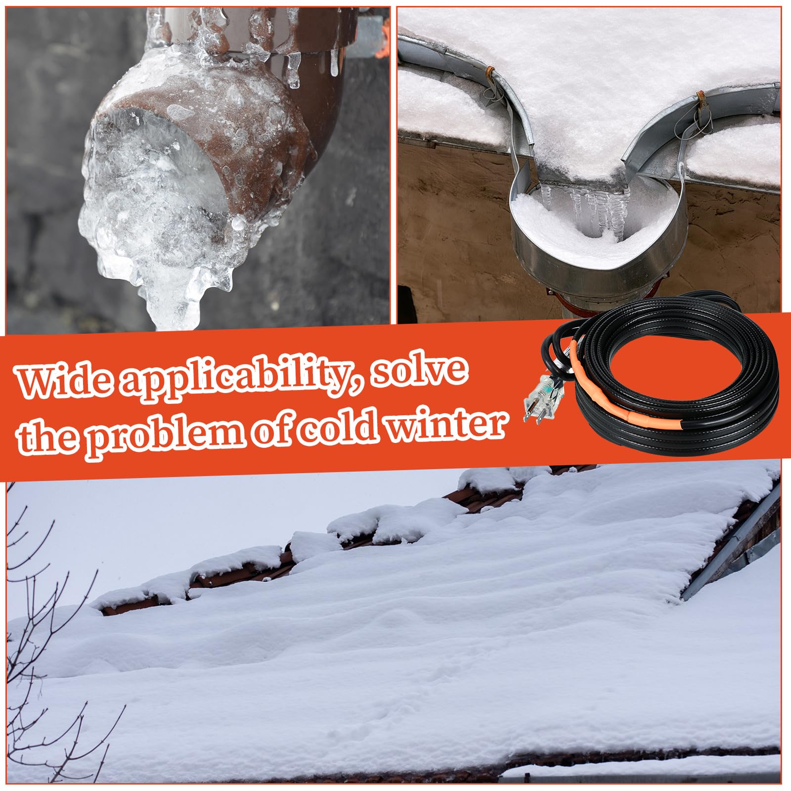 Snapklik.com : Roof Snow Deicing Heating Cable, Water Pipe Heat Tape ...