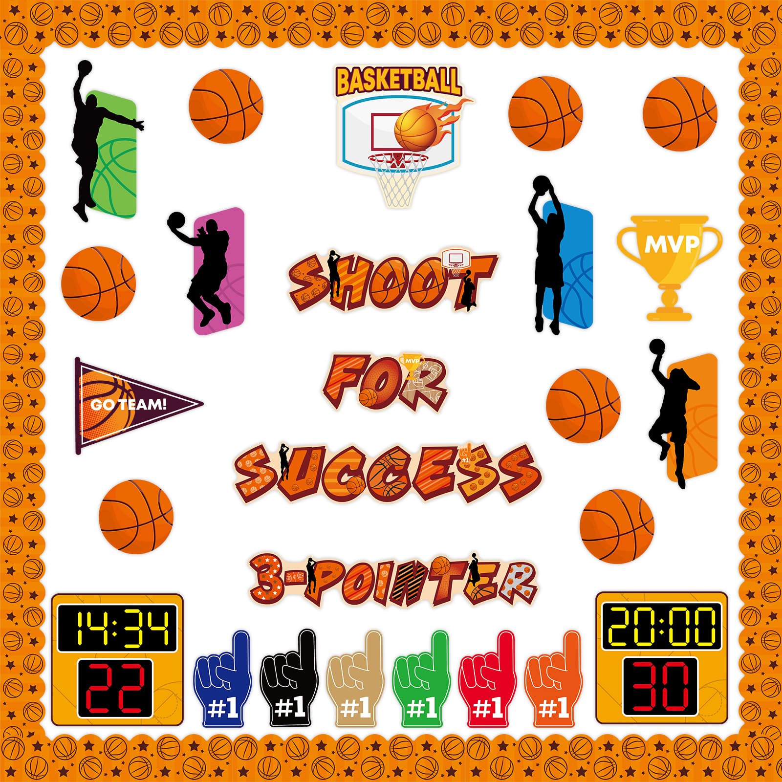 Snapklik.com : 58 PCS Basketball Bulletin Board Decoration March ...