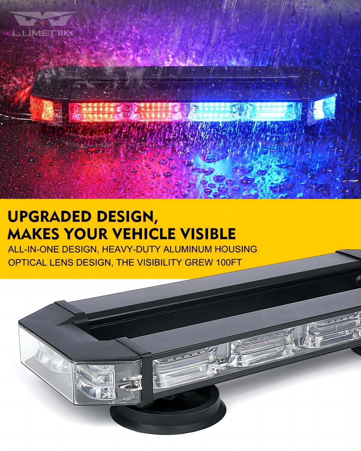 Snapklik.com : LUMENIX Rooftop Strobe Beacon Lights Bar Red Blue LED ...