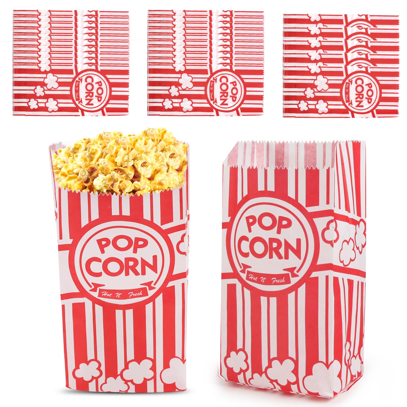 50Pcs Popcorn Boxes, 18x9cm, Striped Paper Popcorn Favor Boxes Popcorn ...