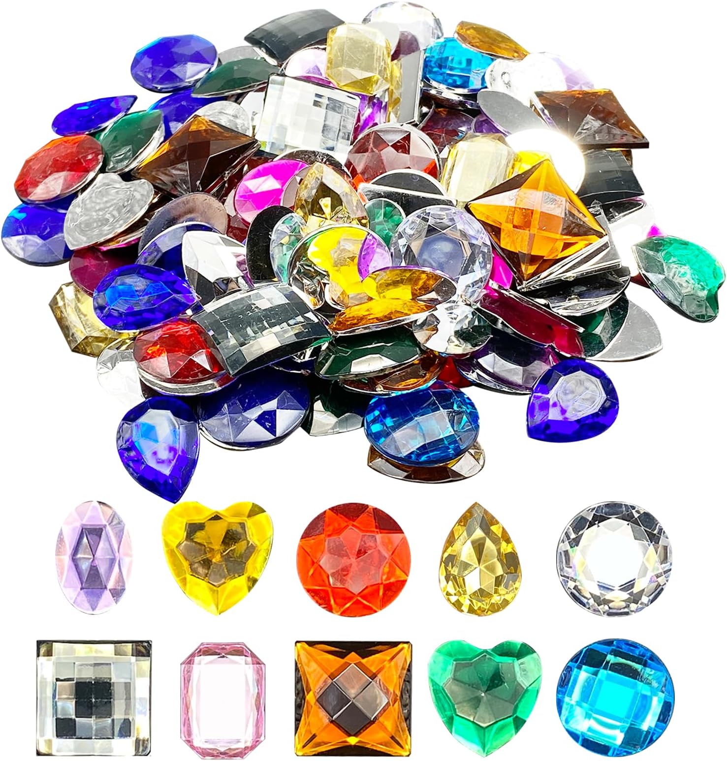 Amazon.com: Drehdy 900pcs Gems Acrylic Flatback Rhinestones Gemstone ...
