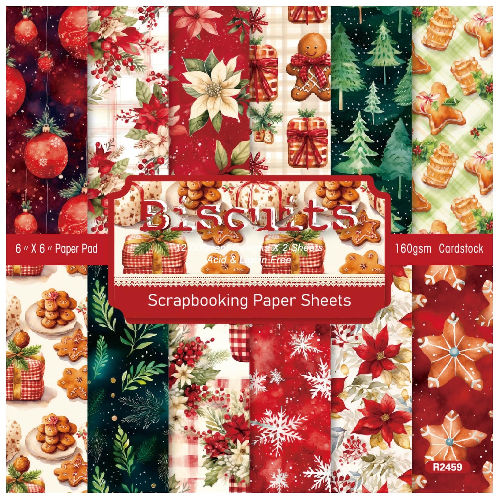 Amazon.com : ZAKHSE Christmas Pattern Paper Pack, 24 Sheets 6"x6 ...