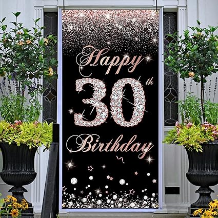 Amazon.com: Happy 30th Birthday Door Banner Backdrop Decorations, 30th ...