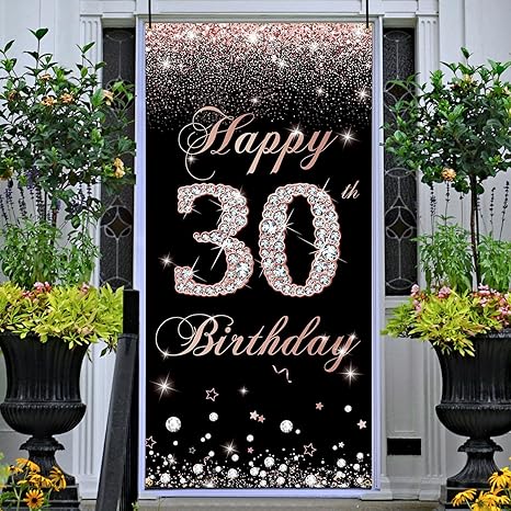Amazon.com: Happy 30th Birthday Door Banner Backdrop Decorations, 30th ...