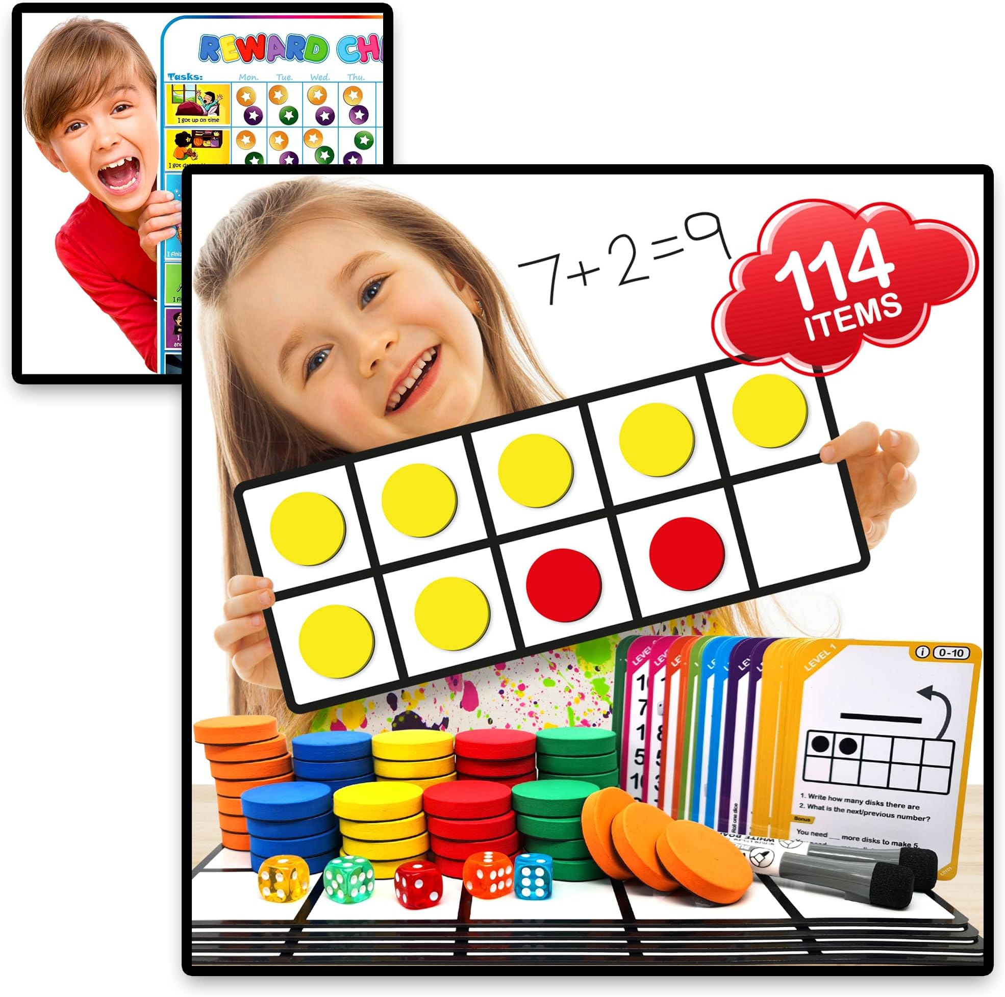 Amazon.com : Reward Chart (1-3 Kids) + Ten Frame Set (Standard Edition ...