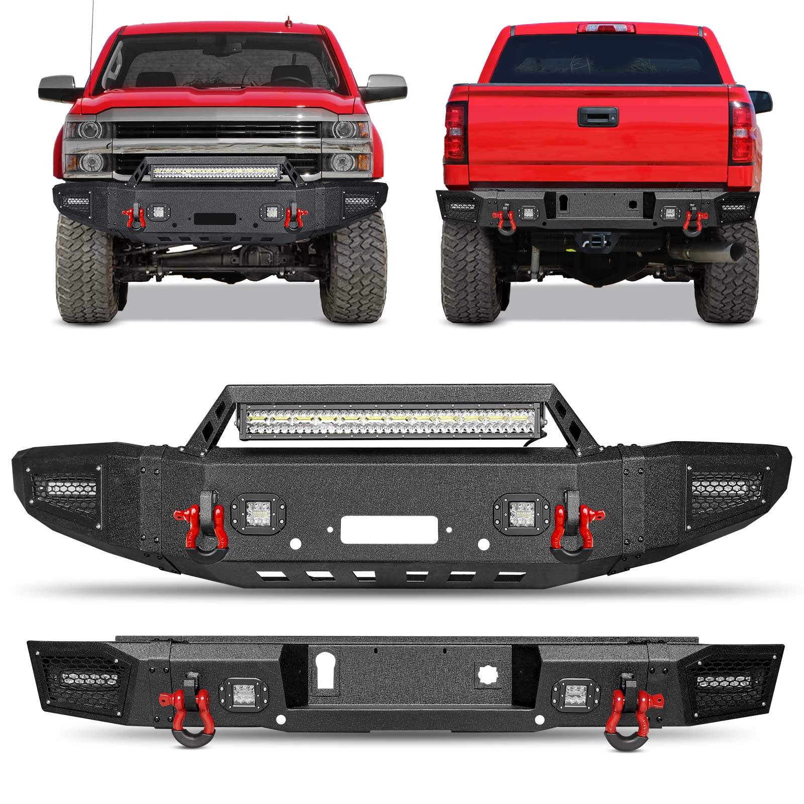Buy AIWARGOD Silverado 2500 3500 Front Bumper and Rear Bumper with ...