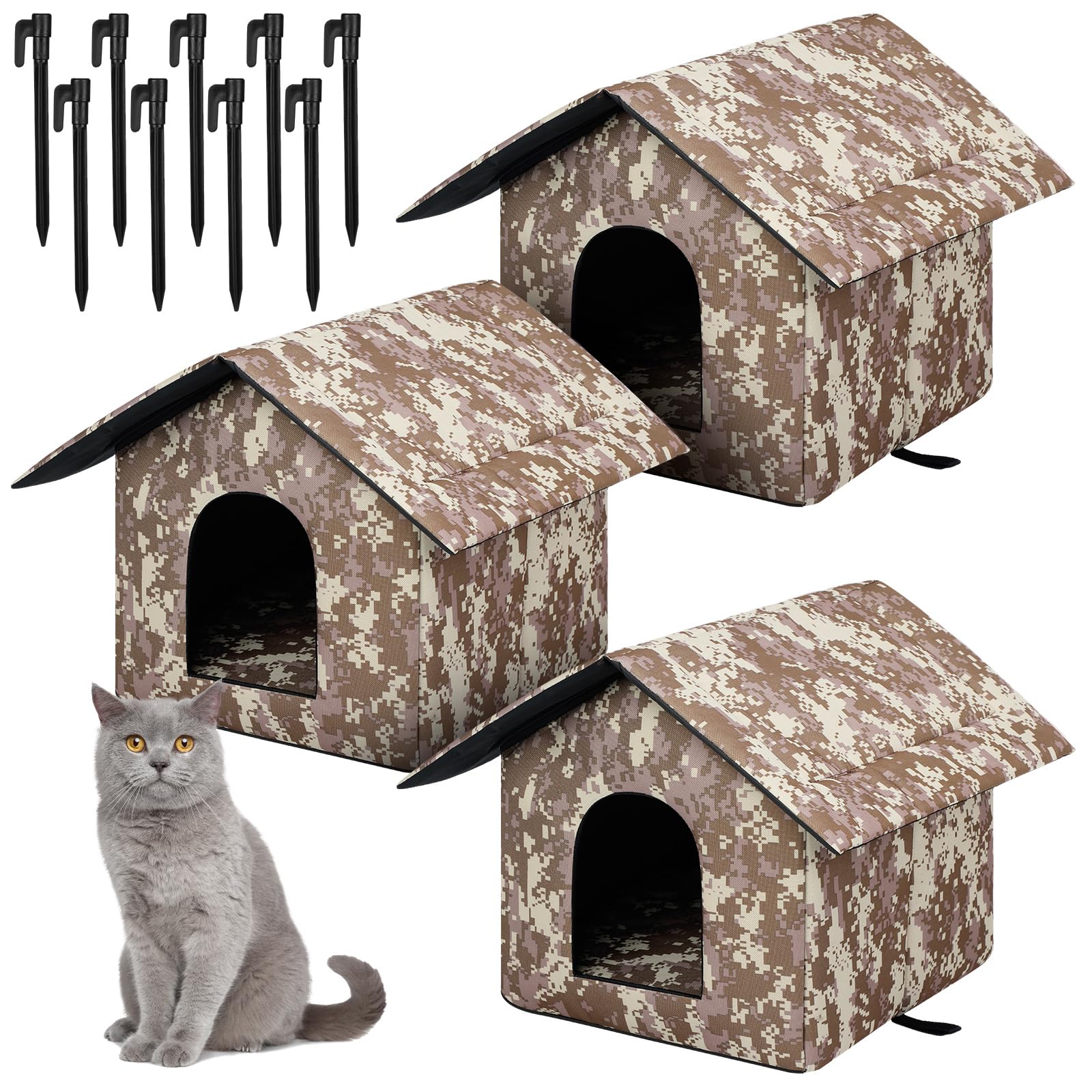 Snapklik.com : Soaoo 3 Pcs Cat Houses For Outdoor Stray Cats Shelter ...
