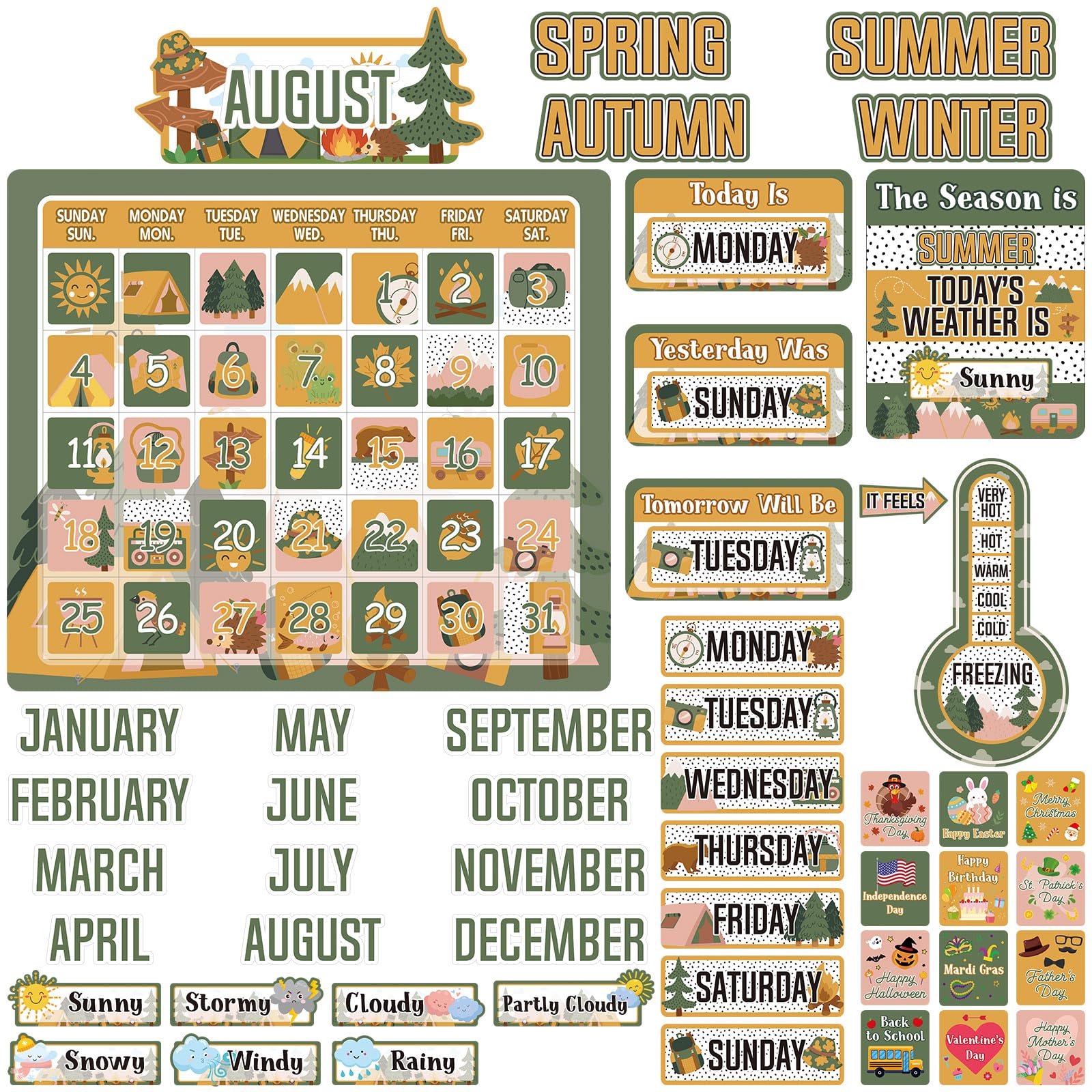 Snapklik.com : Cholemy 85 Pcs Camping Adventure Calendar Bulletin Board ...