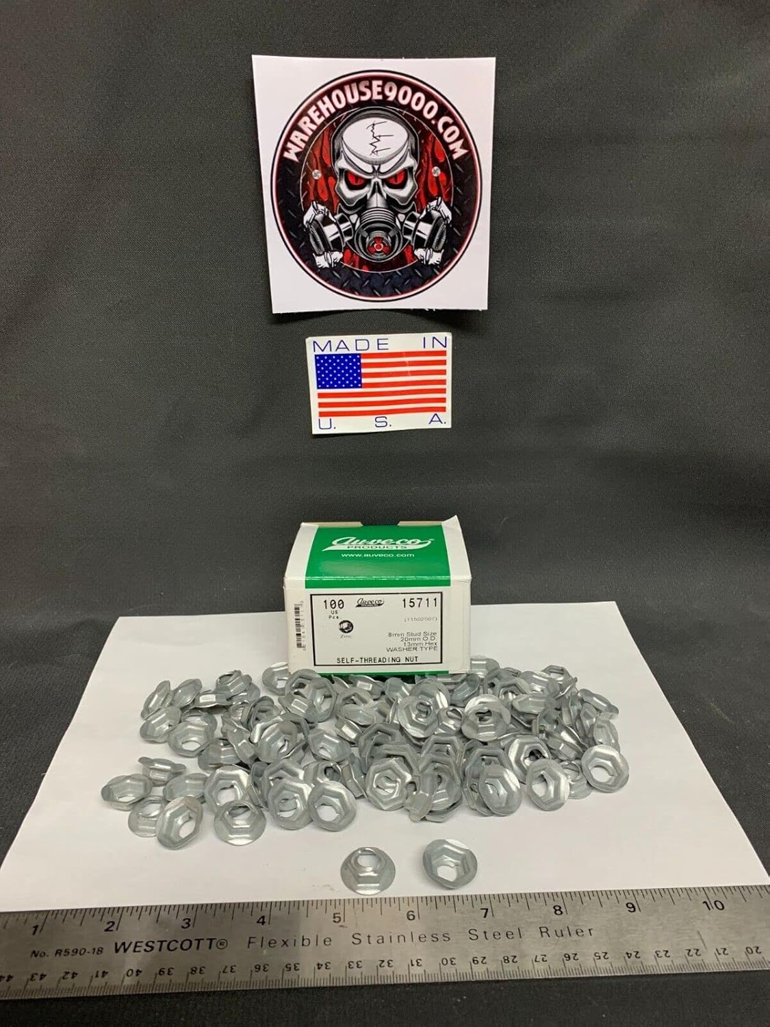 Amazon.com: 100 Washer Type Self - Threaded Nut Compatible with Auveco ...