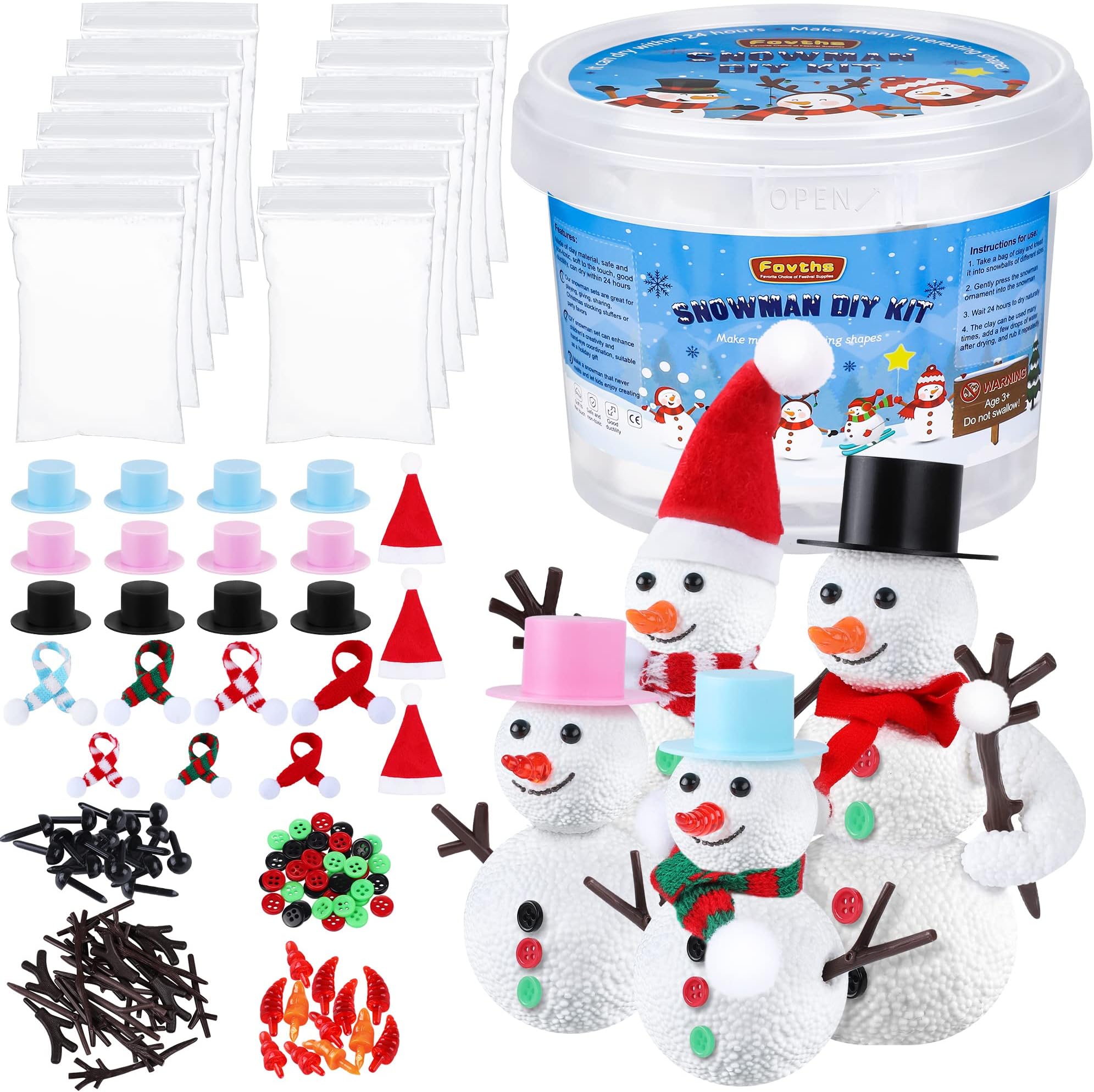Amazon.com: Fovths 15 Pieces Christmas Snowman Making Set Build Snowman ...