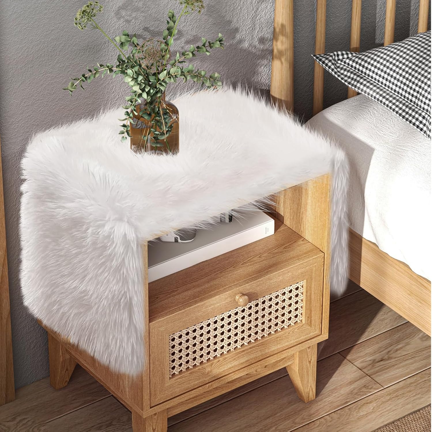 Amazon.com: tiosggd Small Fur Table Runner, 36'' Fluffy White Dresser ...