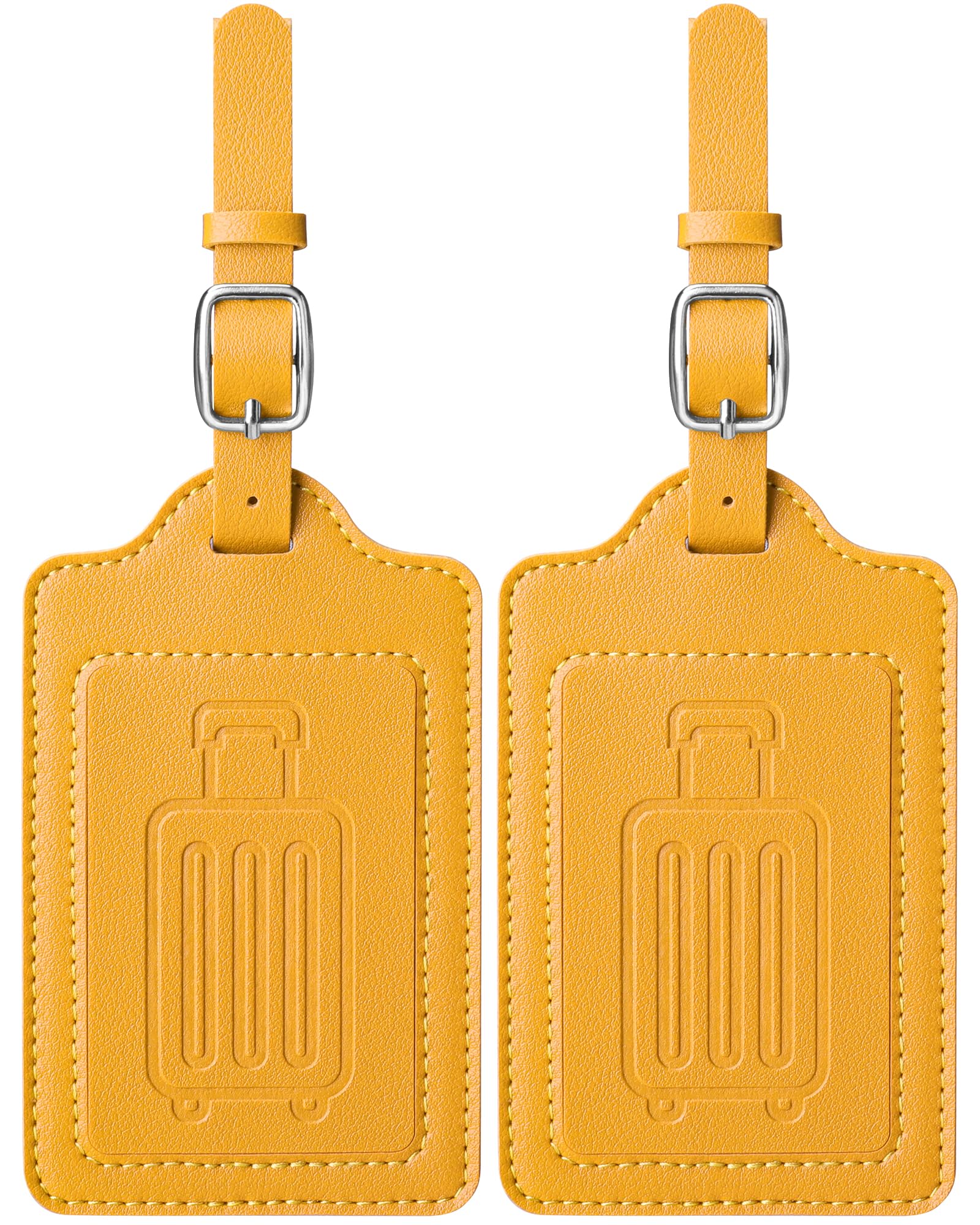 Amazon.com: Teskyer Leather Luggage Tags for Suitcases, TSA Approved ...