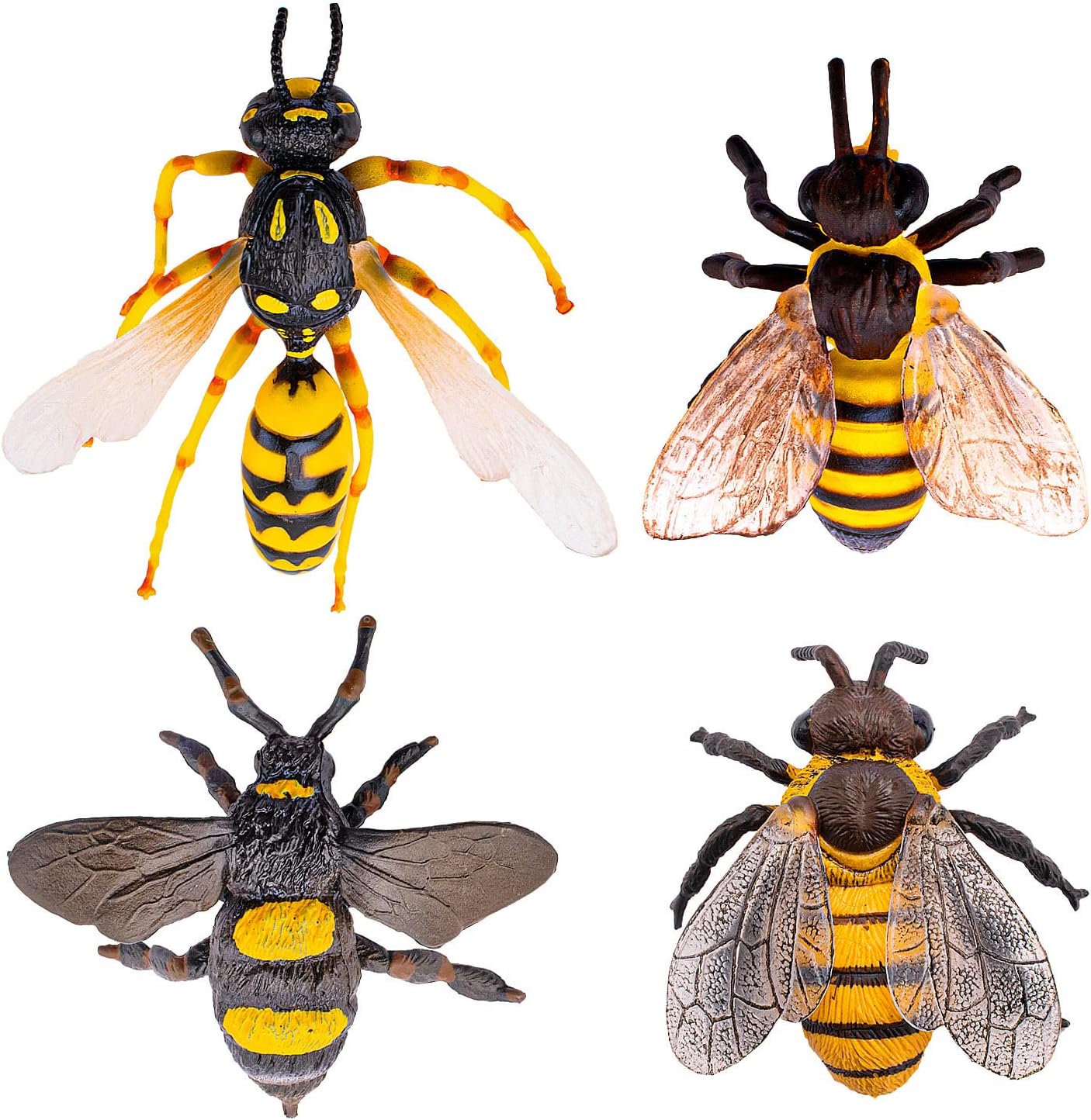 Amazon.com: 4 Pcs Bee Figurine Set Various Bees Model Realistic Garden ...