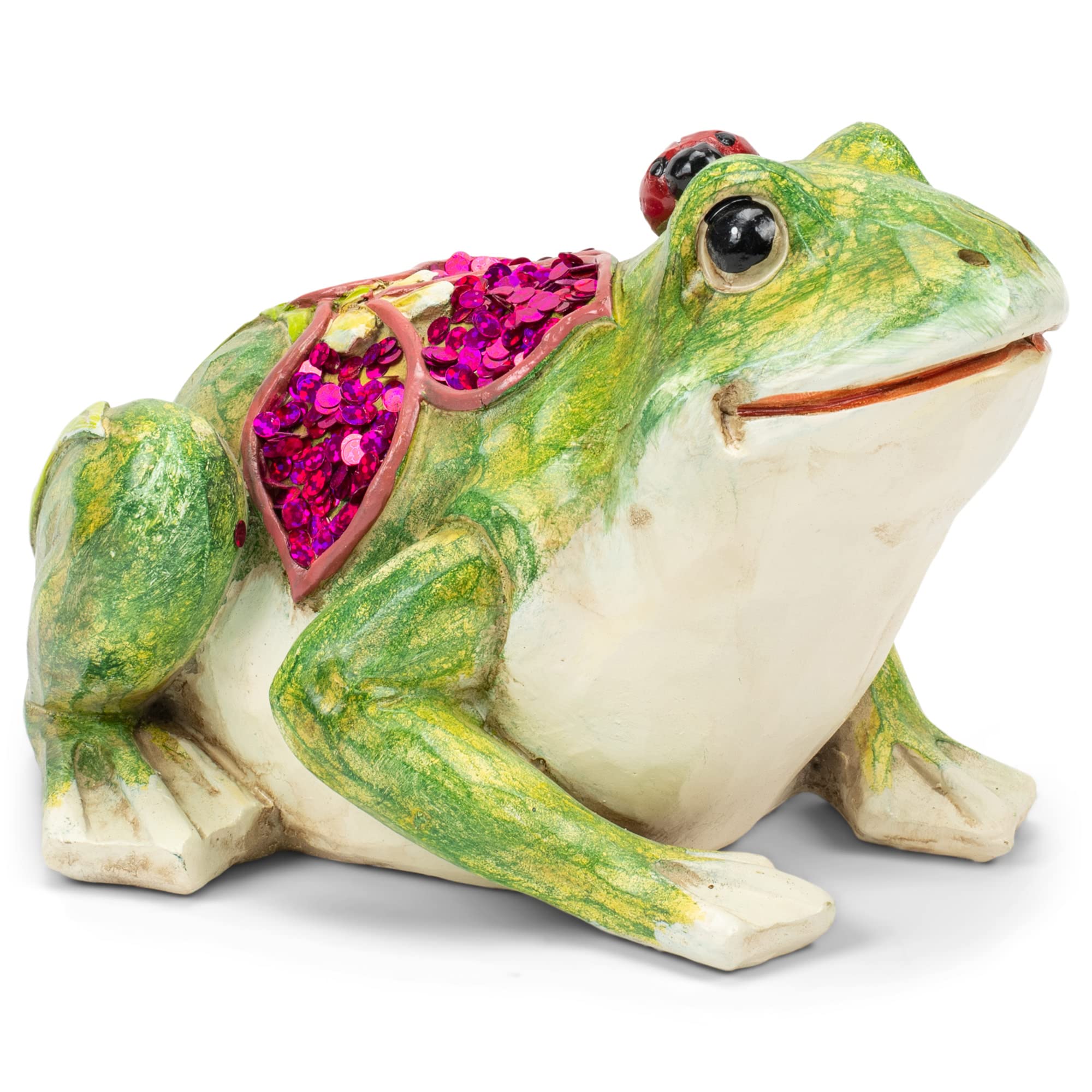 Napco Emerald Green Frog Lady Bug 8 x 5 Resin Outdoor Garden Statue for ...