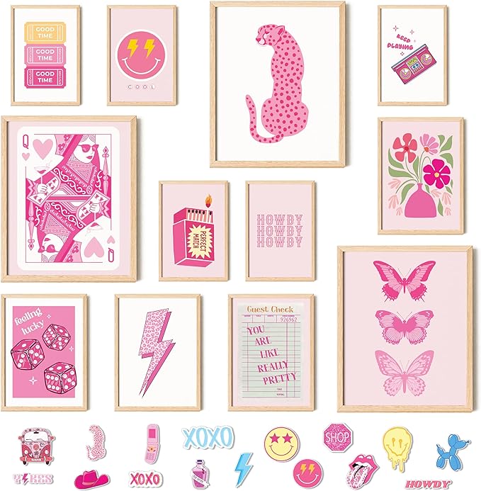 Amazon.com: 97 Decor Cute Preppy Room Decor Aesthetic - Pink Preppy ...